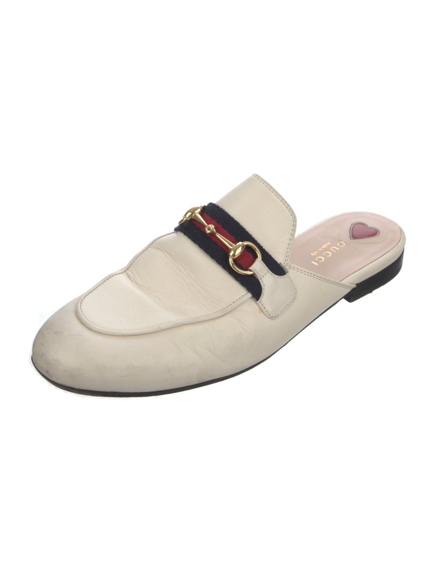 Gucci Horsebit Accent Leather Mules - White Flats, Shoes - GUC1460152 ...