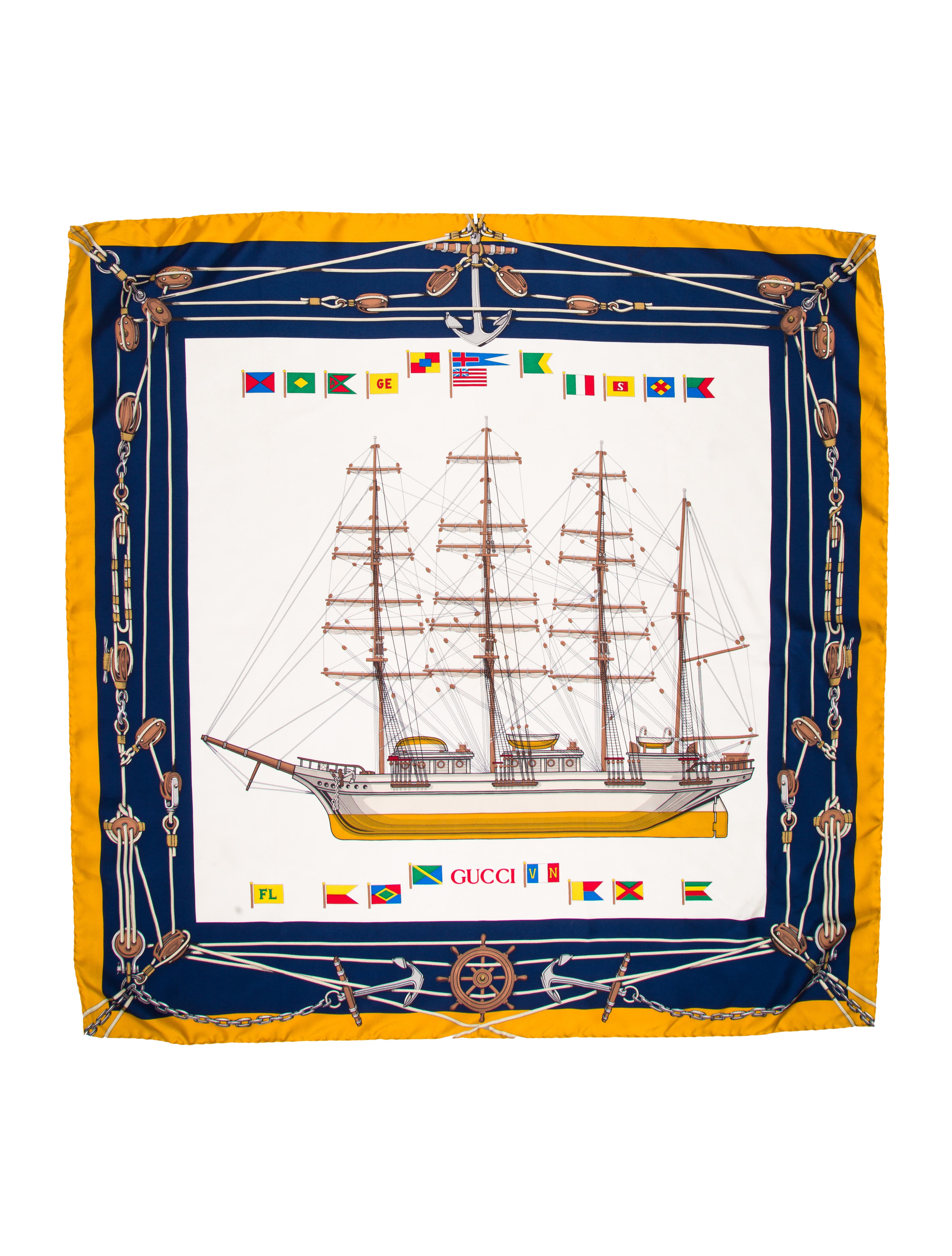 Gucci Nautical Silk Scarf - Blue Scarves and Shawls, Accessories - GUC147618 | The RealReal