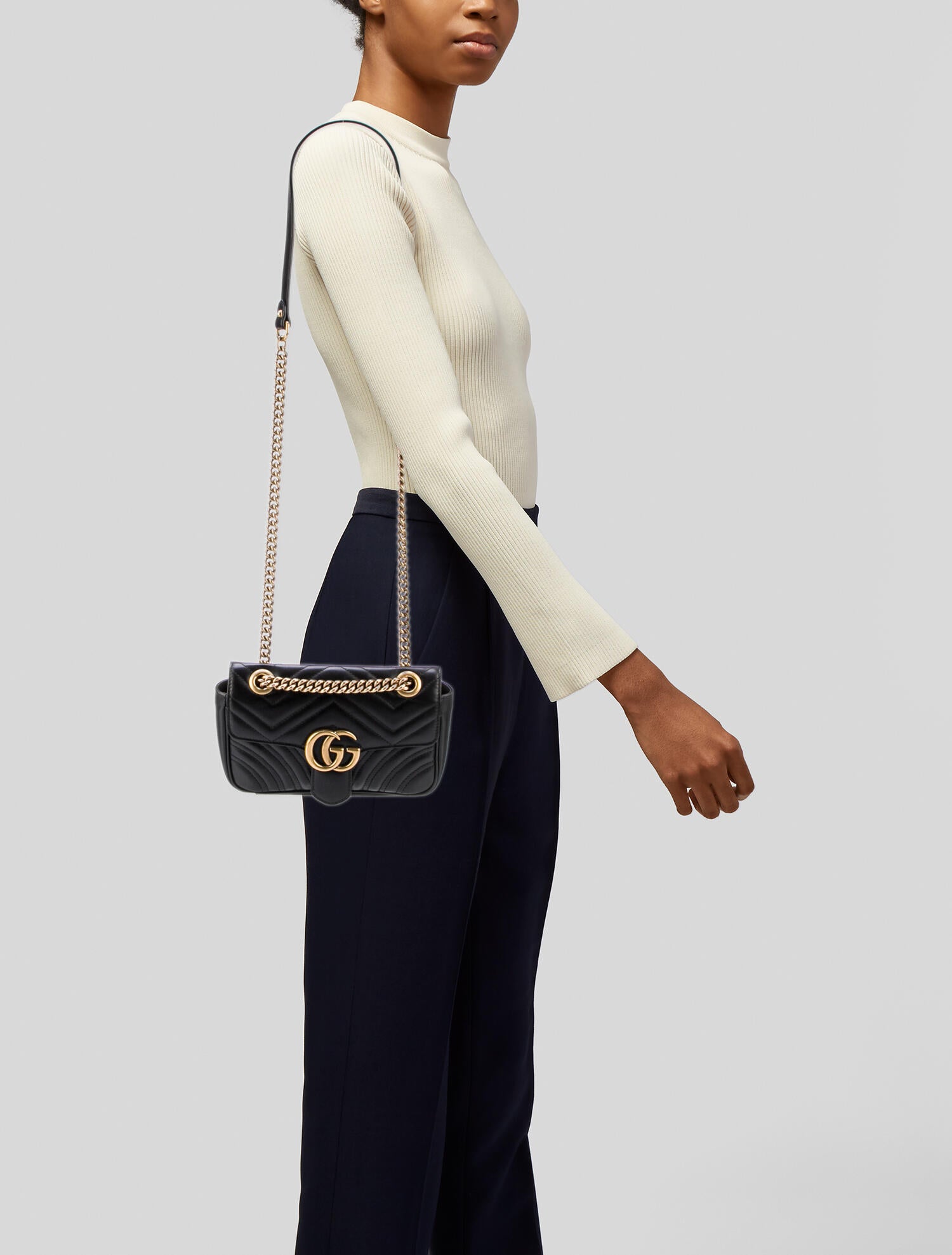 Gucci Mini Marmont Matelasse Shoulder Bag - Black Crossbody Bags ...