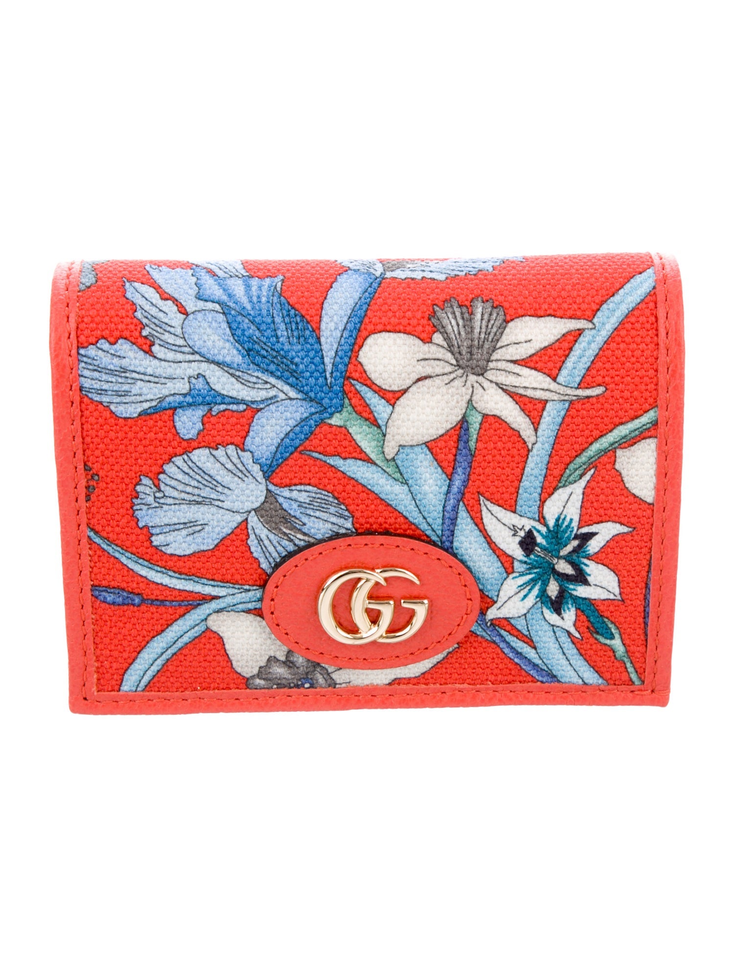 Gucci Flora Print Canvas Compact Wallet - Orange Wallets, Accessories ...