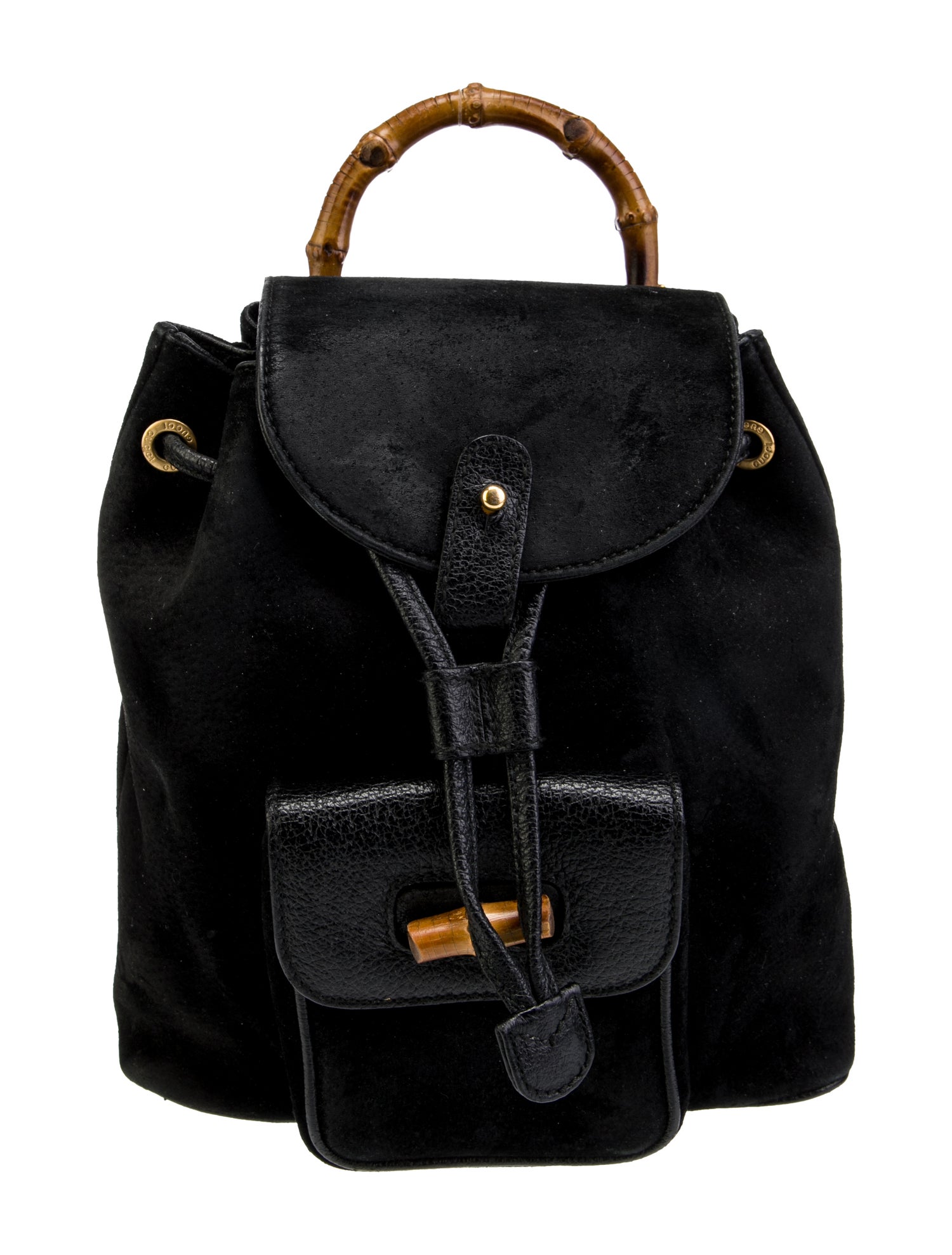 Gucci Suede Mini Bamboo Backpack - Black Backpacks, Handbags ...