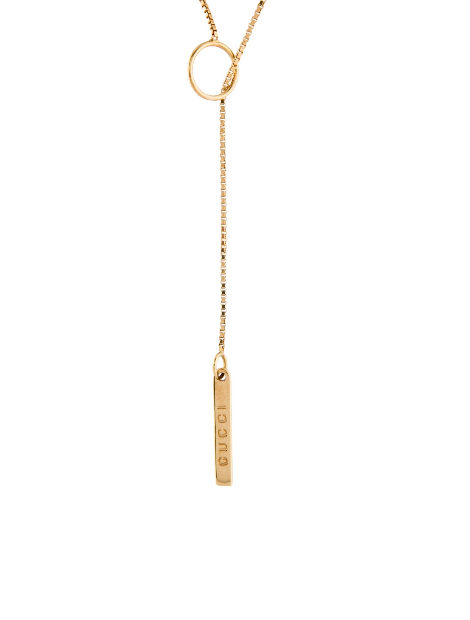 Gucci 18K Logo Bar Lariat Necklace - 18K Yellow Gold Lariat, Necklaces ...