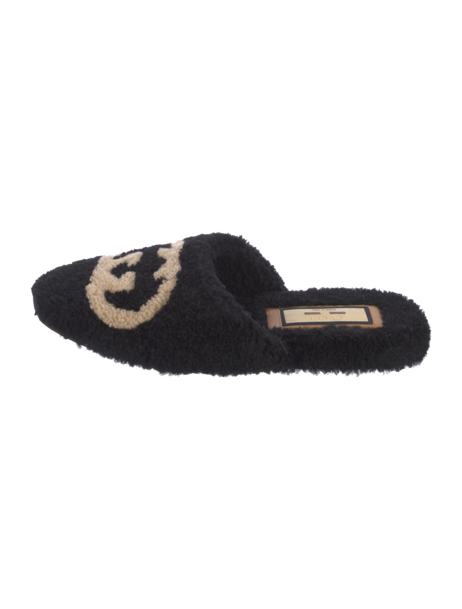 Gucci Interlocking G Logo Shearling Slippers - Black Loafers, Shoes ...