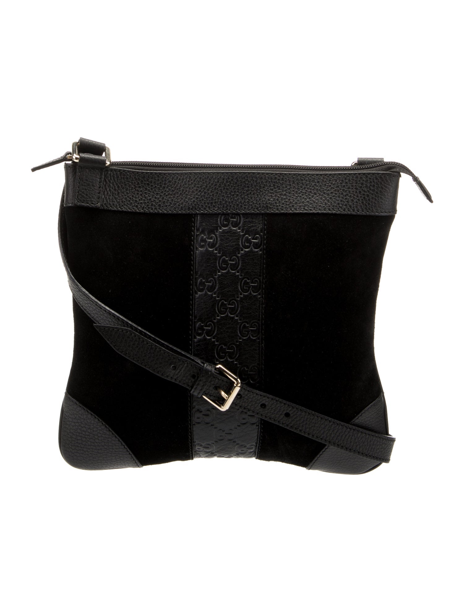 Gucci GG Signature Leather Crossbody Bag - Black Crossbody Bags ...