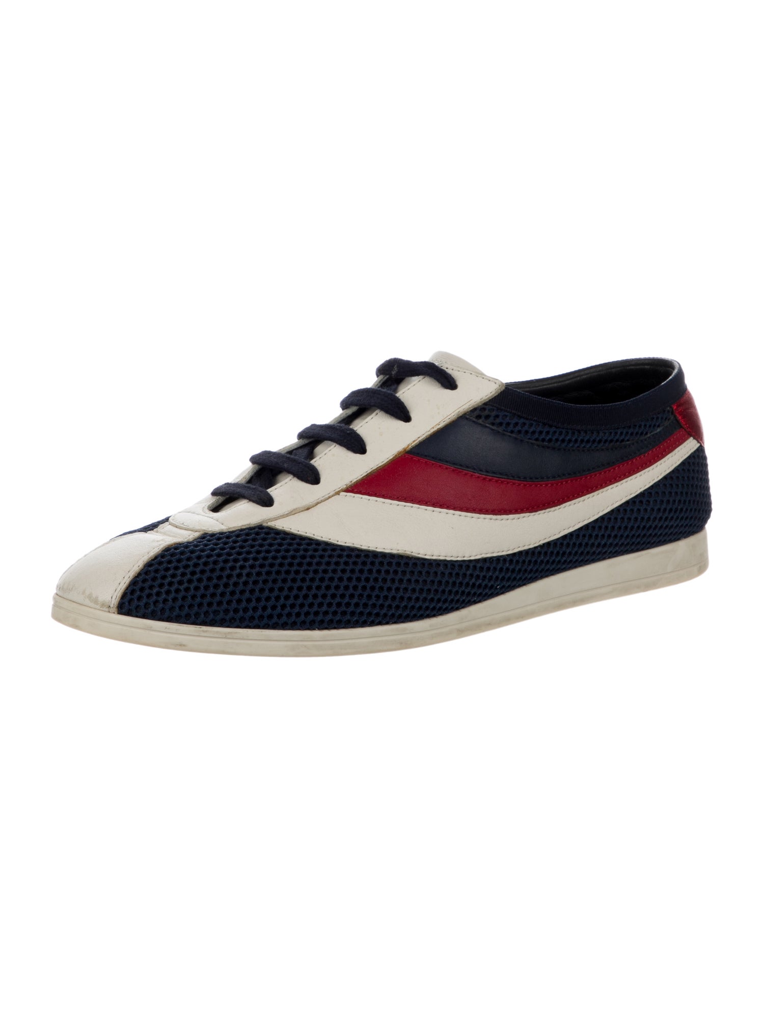 Gucci Colorblock Pattern Leather Trim Embellishment Sneakers - Blue ...