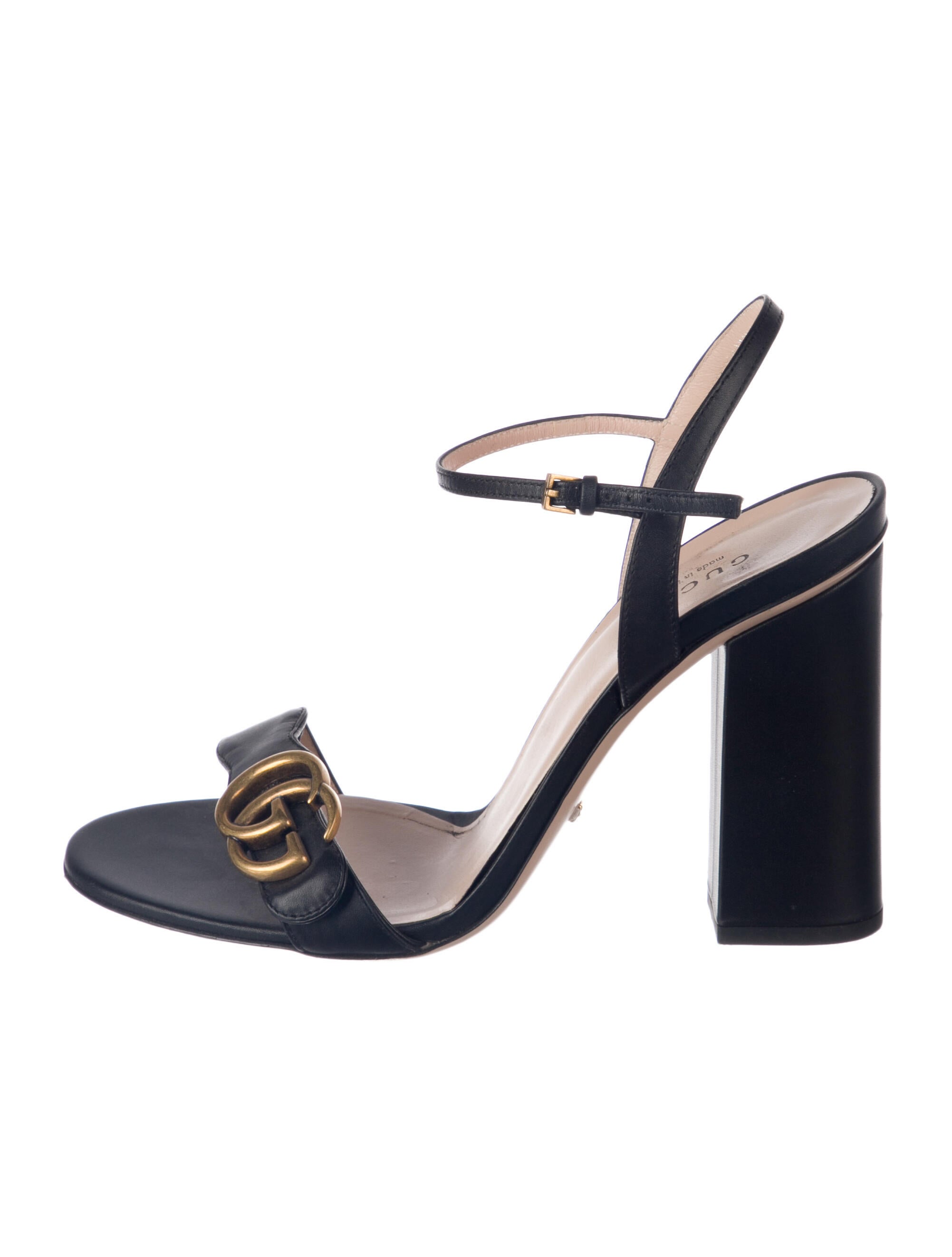 Gucci Double G Logo Leather Sandals - Black Sandals, Shoes - GUC1508061 ...