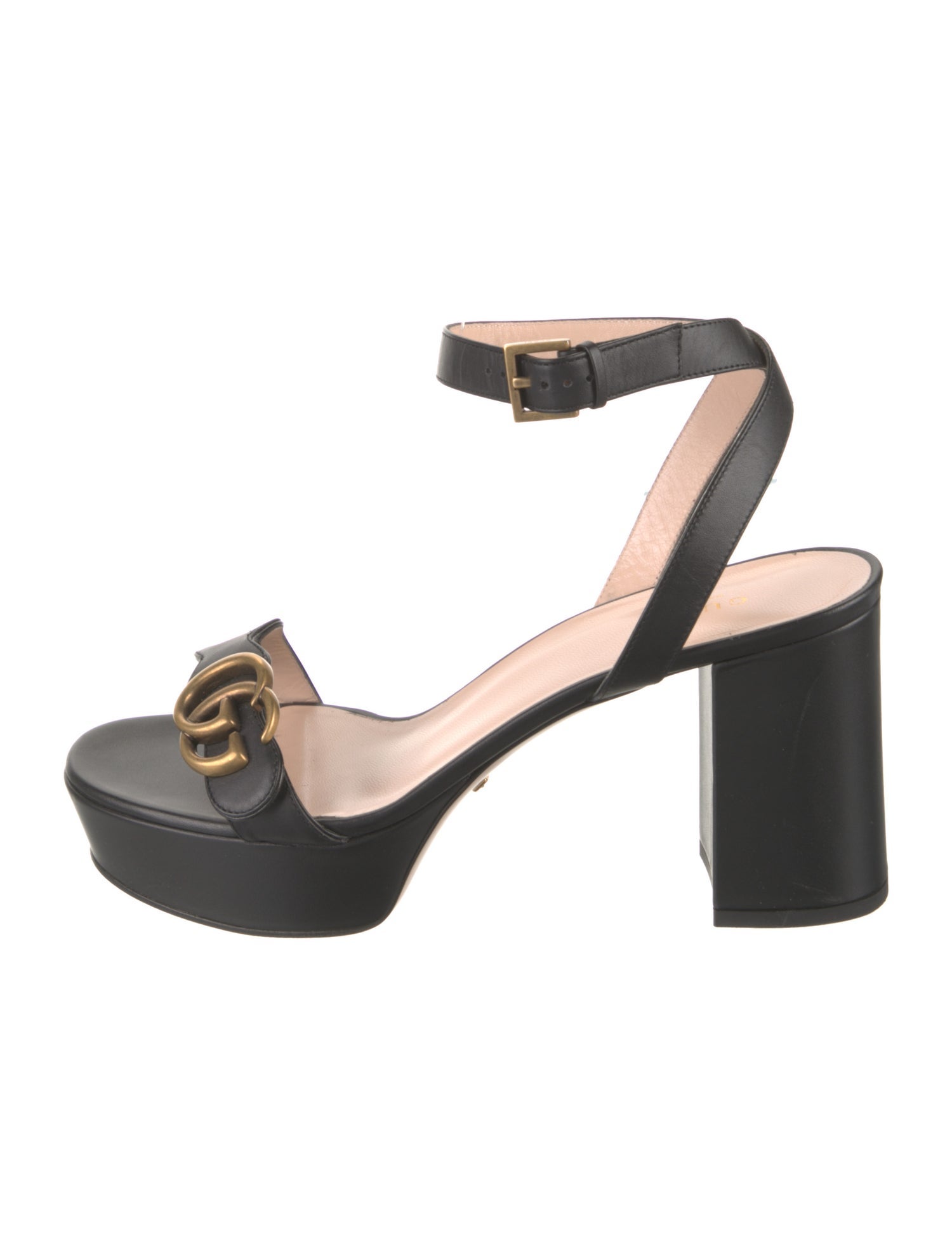 Gucci Double G Logo Leather Sandals - Black Sandals, Shoes - GUC1509915 ...