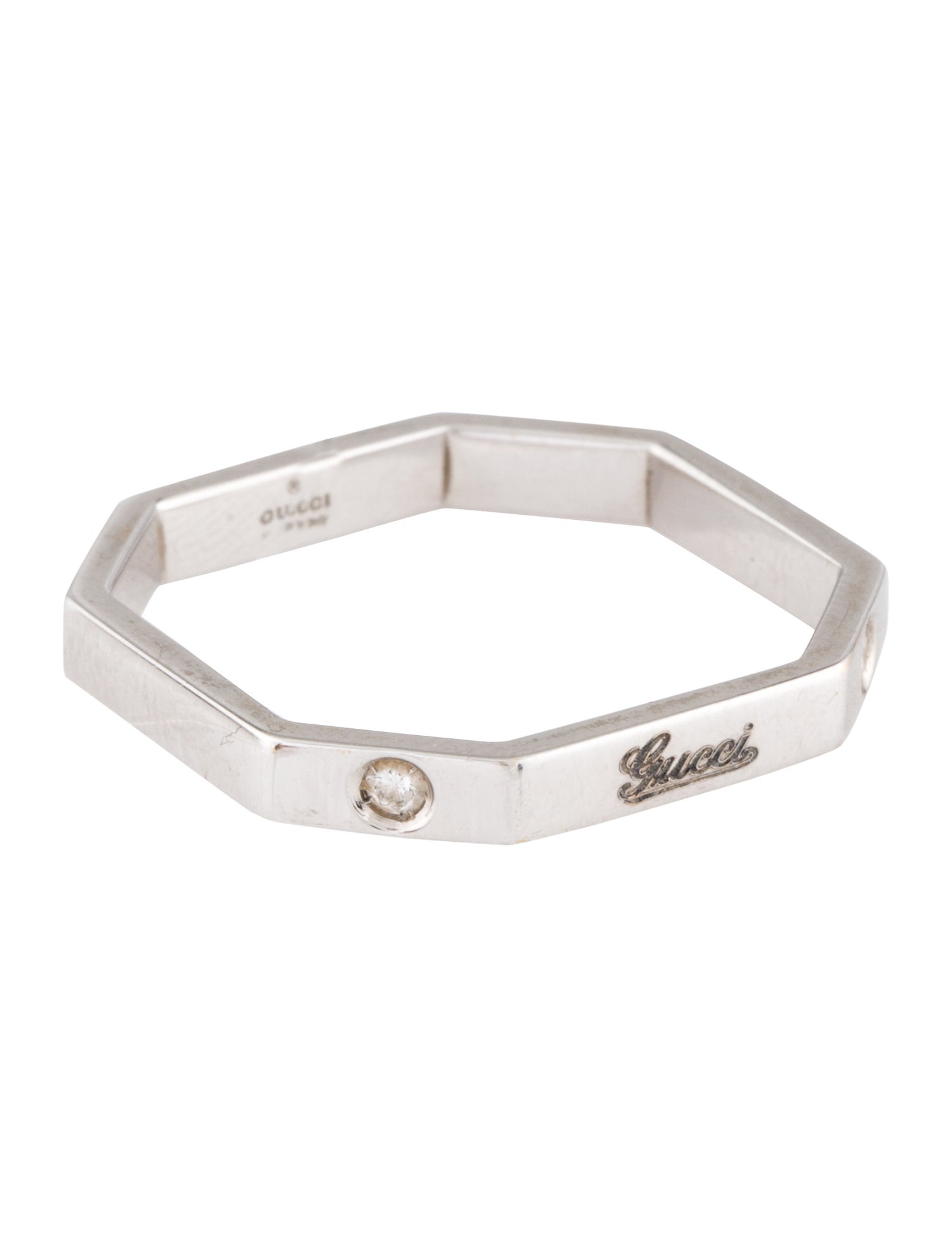 Gucci 18K Diamond Octagon Band - Rhodium-Plated 18K White Gold Band, Rings - GUC1513534 | The ...