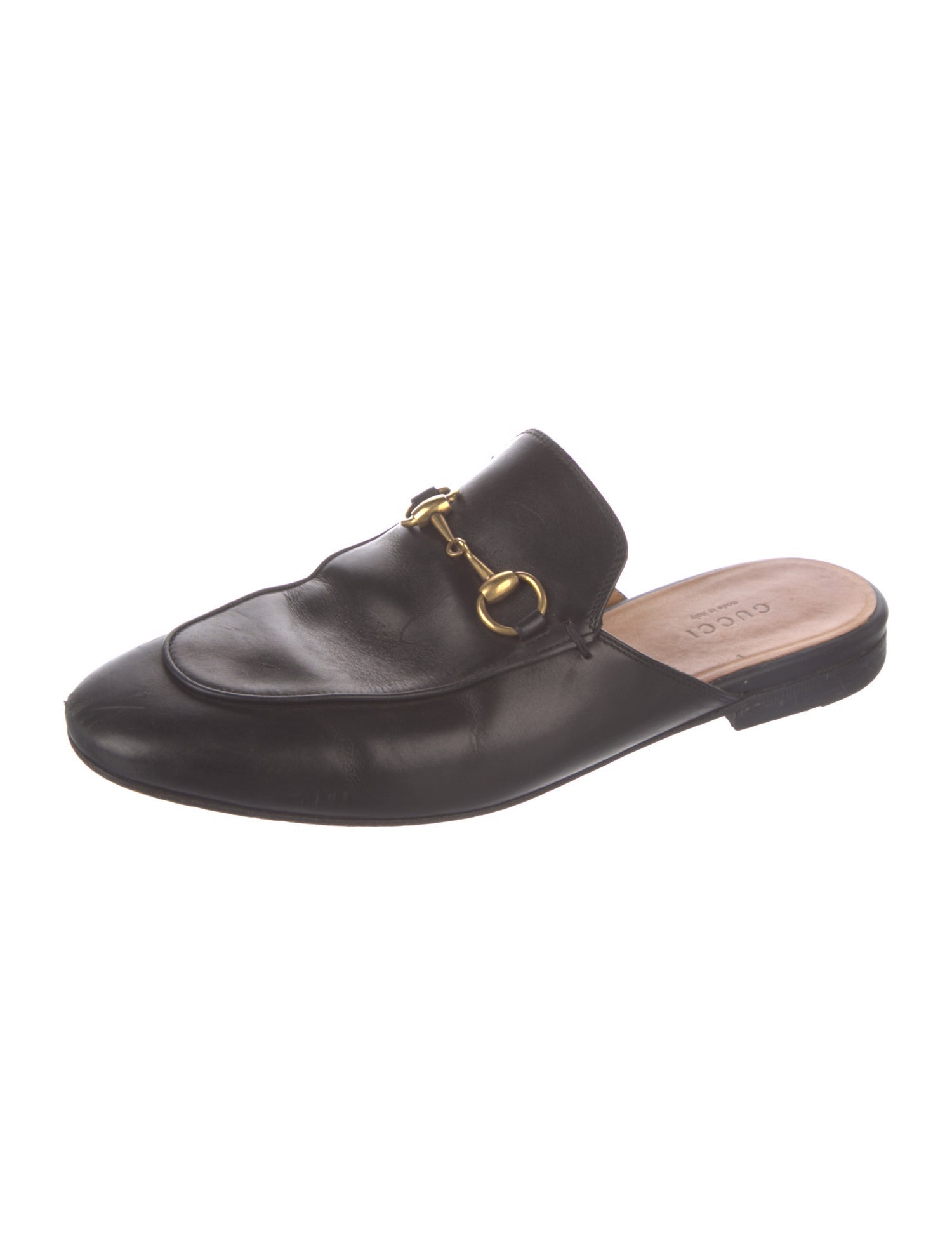 Gucci Web Accent Leather Mules - Black Flats, Shoes - GUC1531293 | The ...