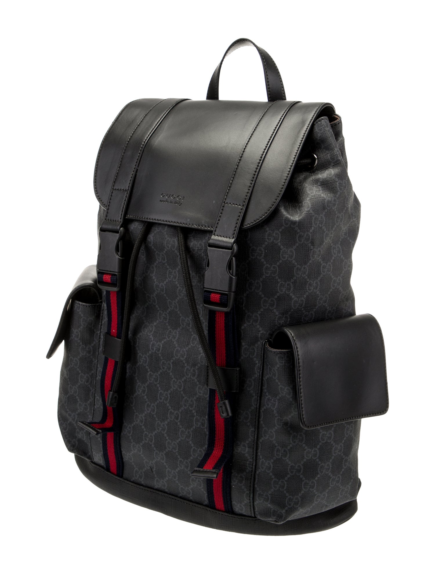 Gucci GG Signature Double Buckle Backpack - Black Backpacks, Bags ...