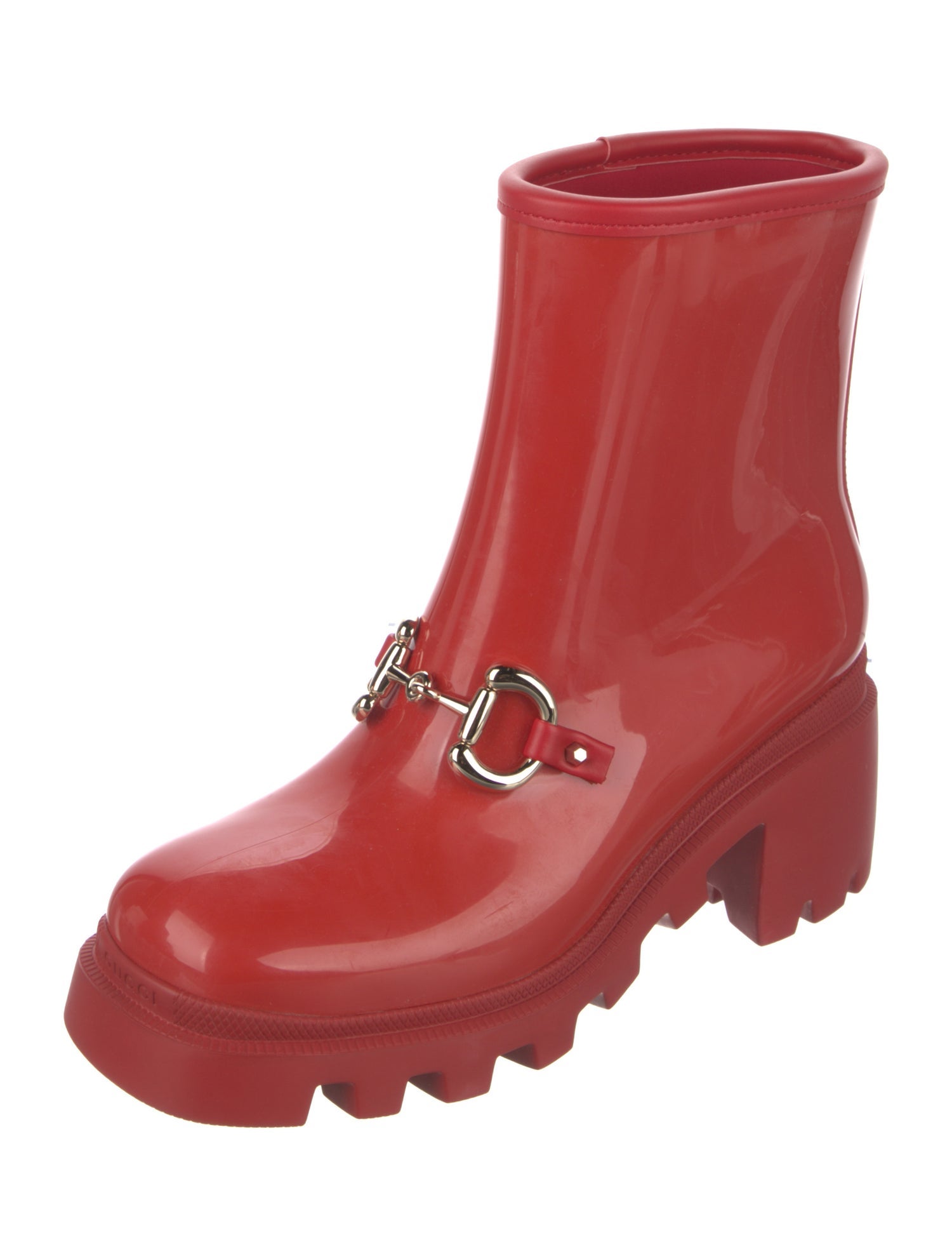 Gucci Horsebit Accent Rubber Rain Boots - Red Boots, Shoes - GUC1518164 ...