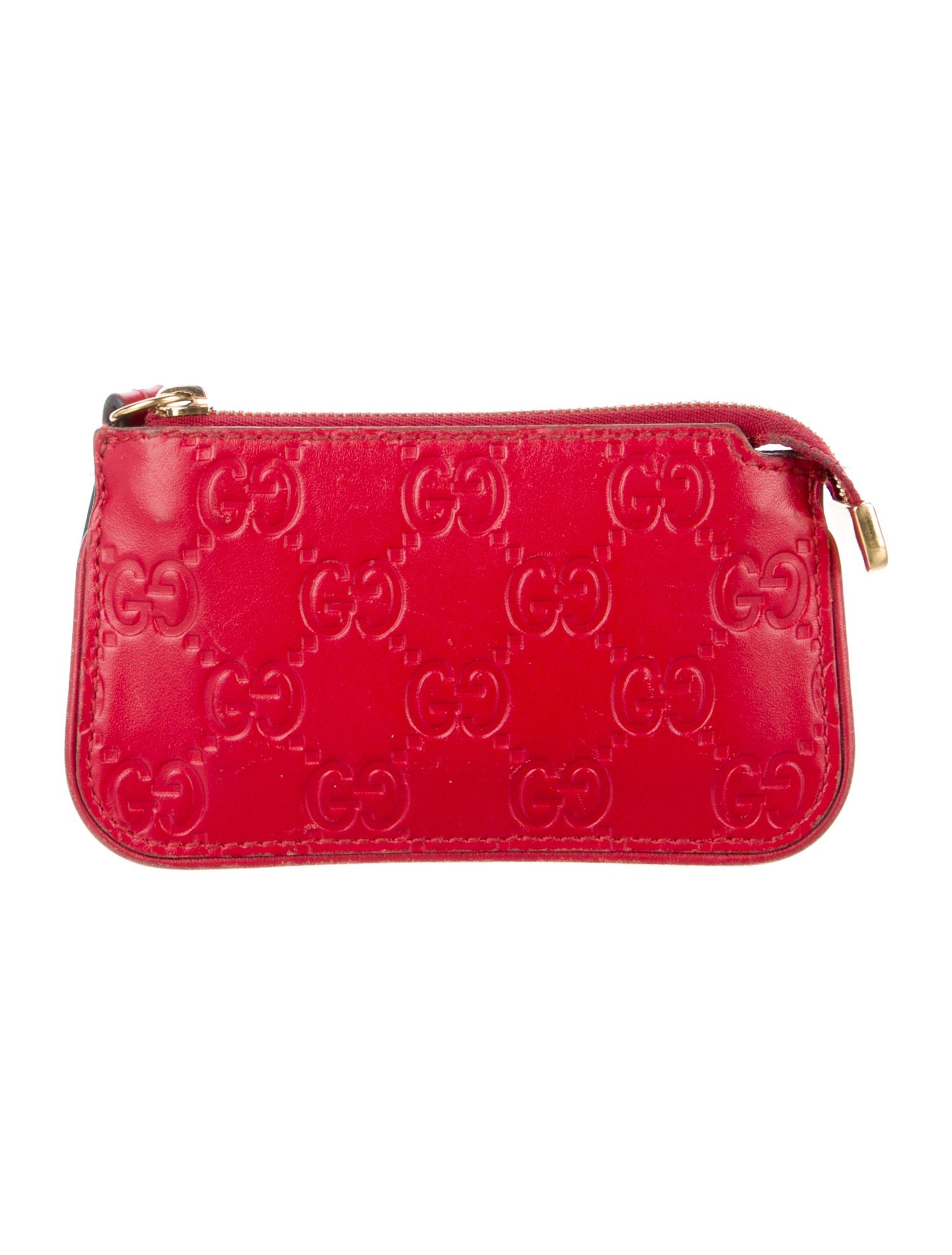 Gucci GG Signature Leather Coin Pouch - Red Wallets, Accessories ...
