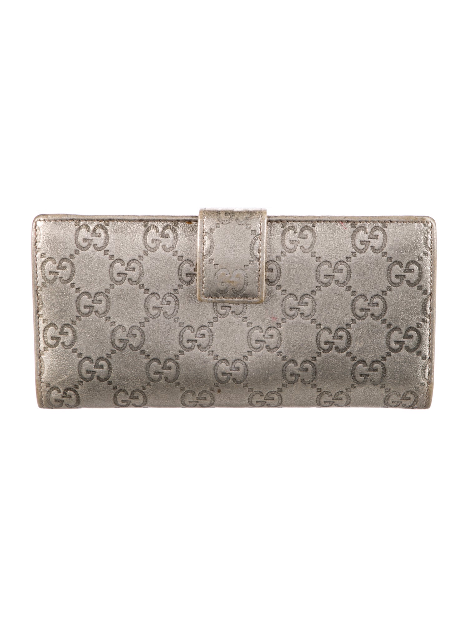 Gucci GG Signature Leather Compact Wallet - Gold Wallets, Accessories ...