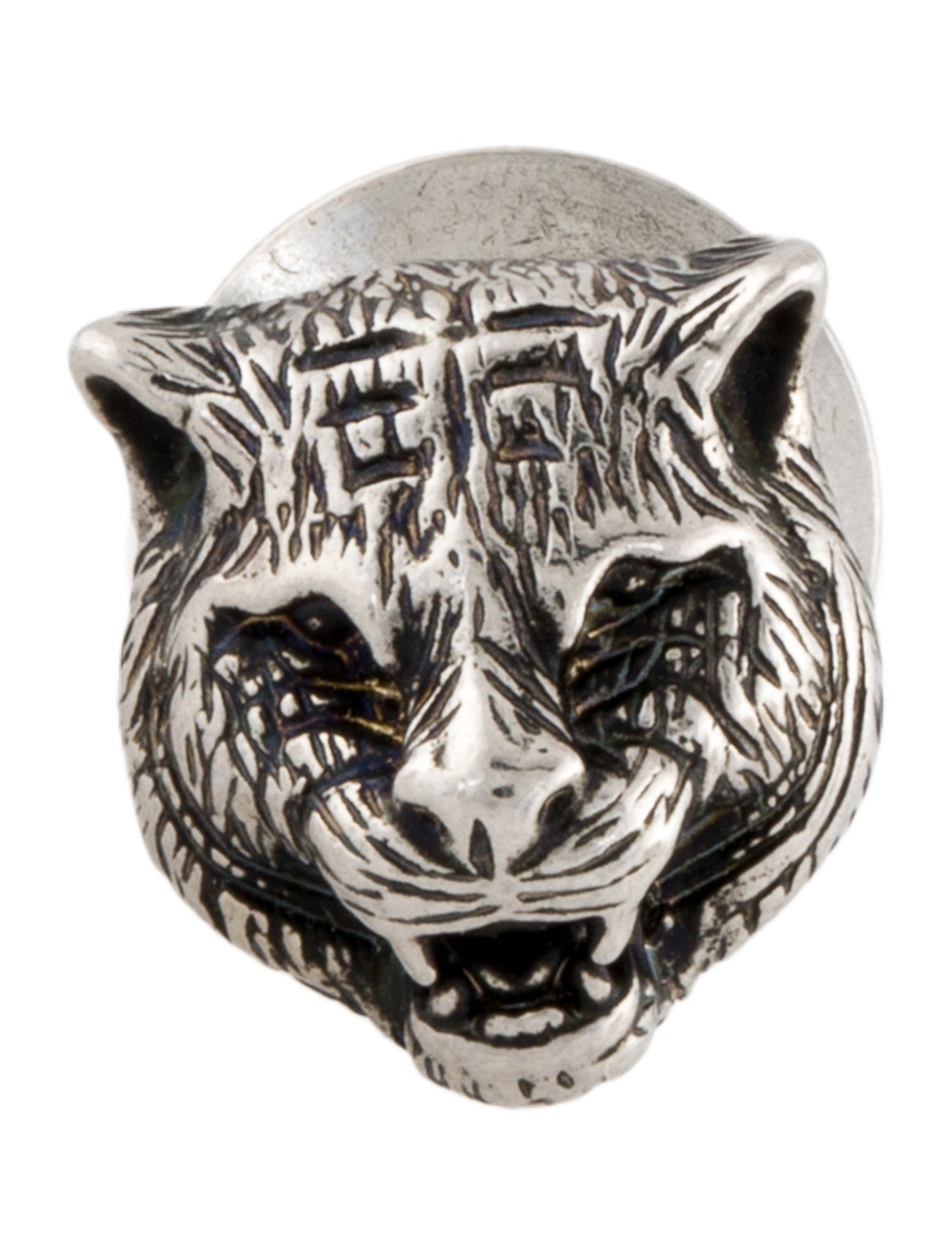 Gucci Feline Head Lapel Pin - Silver-Tone Metal Lapel Pin, Pins ...