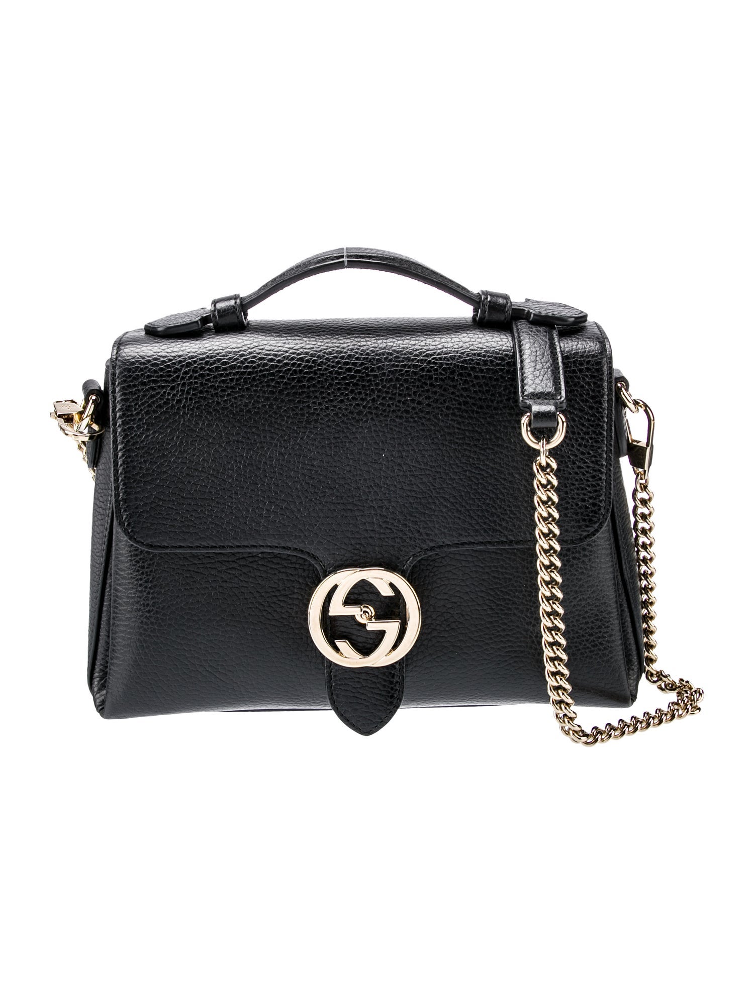 Gucci Leather Interlocking GG Small Interlocking G Logo Shoulder Bag ...