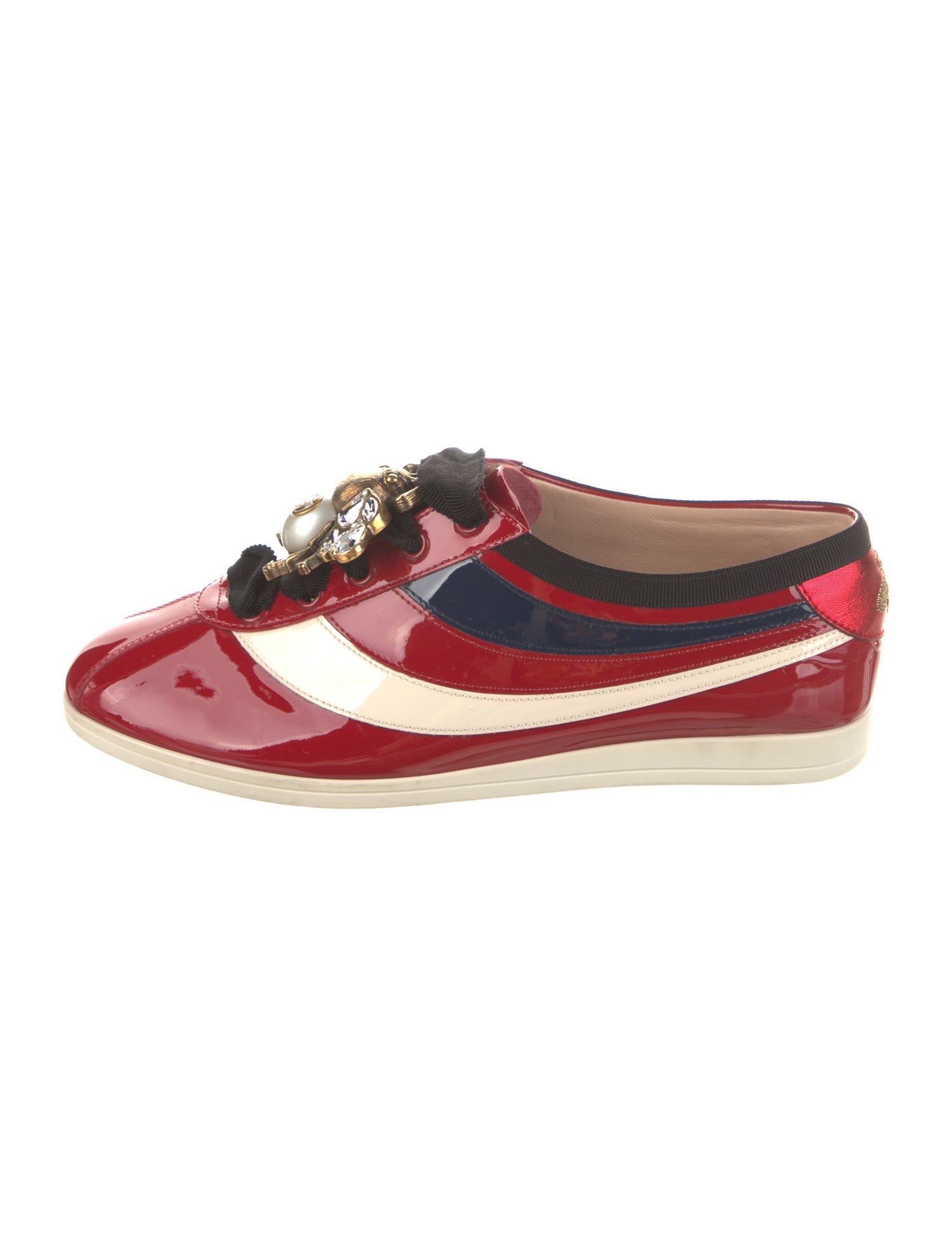 Gucci Patent Leather Colorblock Pattern Sneakers - Red Sneakers, Shoes ...