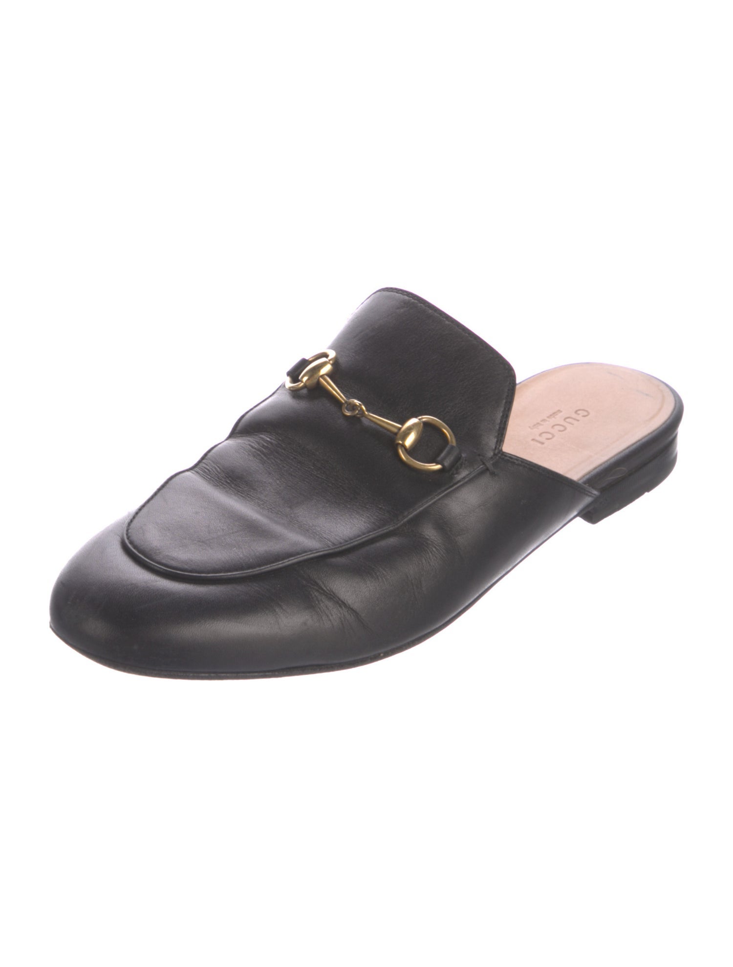 Gucci Horsebit Accent Leather Mules - Black Flats, Shoes - GUC1537154 ...