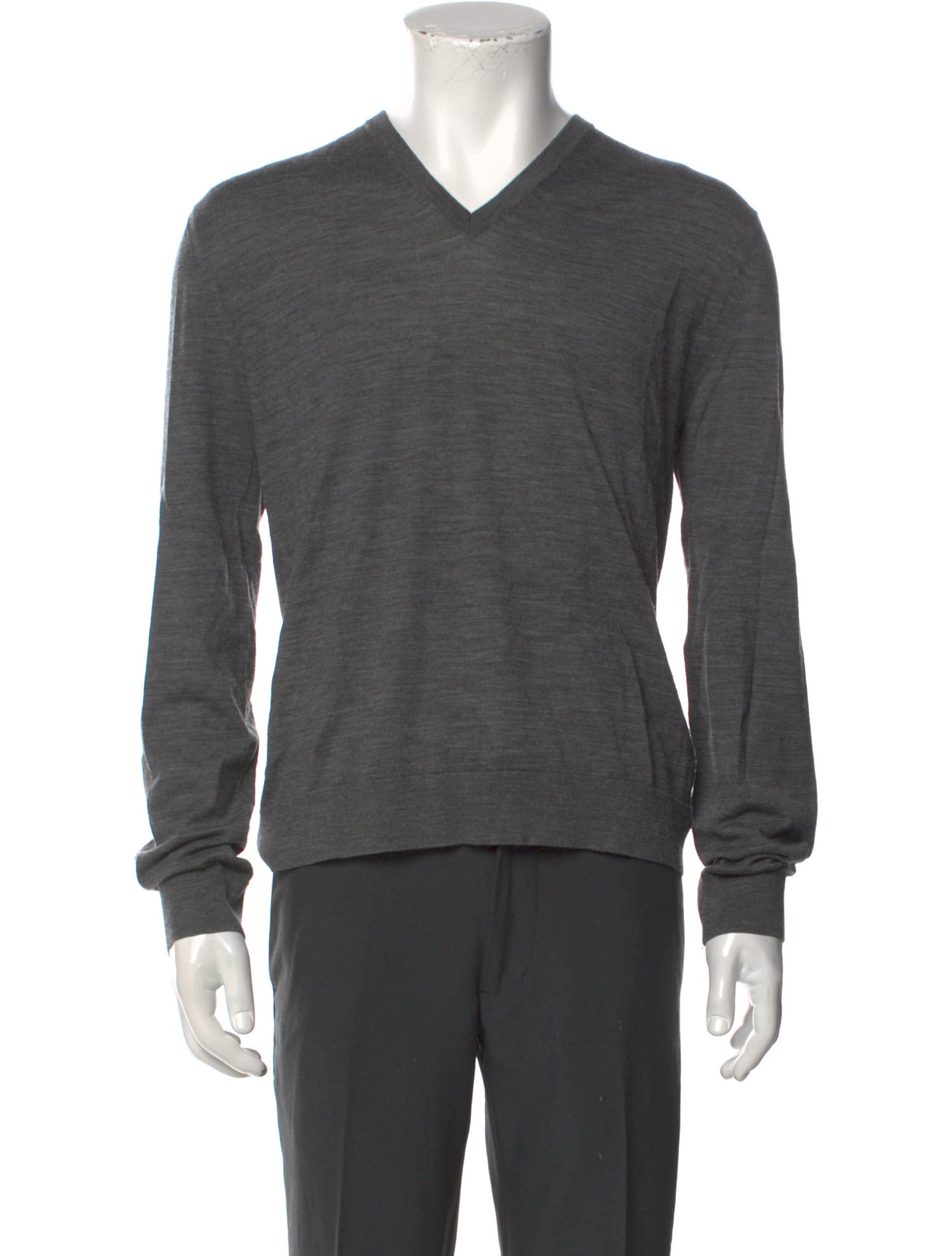 Gucci V-Neck Long Sleeve Pullover - Grey Sweaters, Clothing ...
