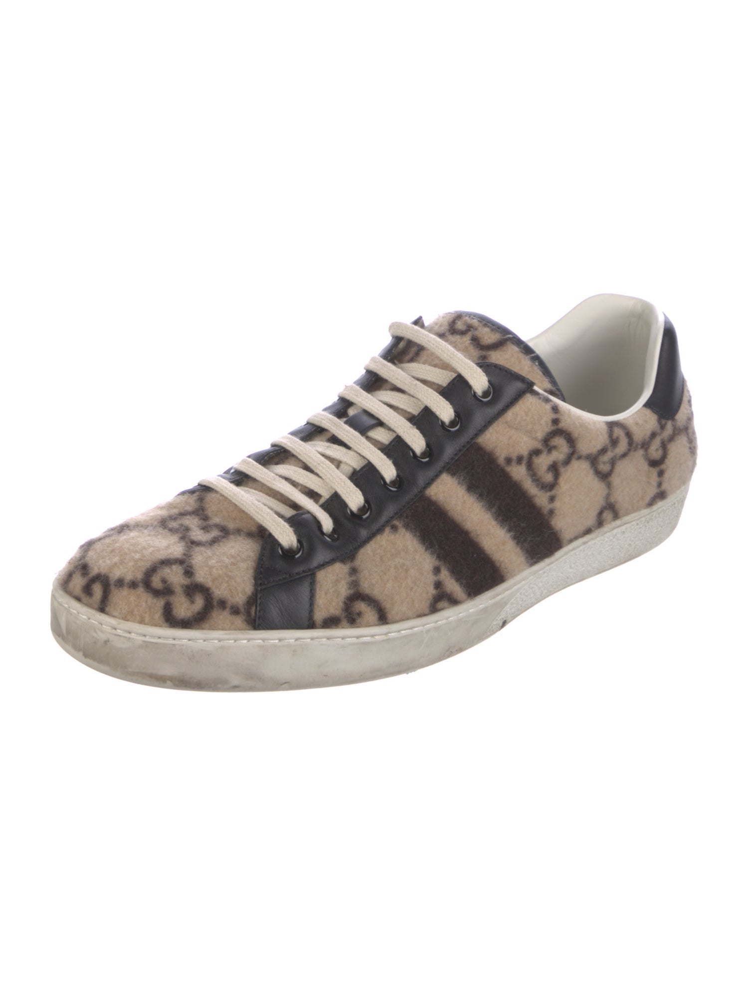 Gucci GG Logo Wool Sneakers - Neutrals Sneakers, Shoes - GUC1539140 ...