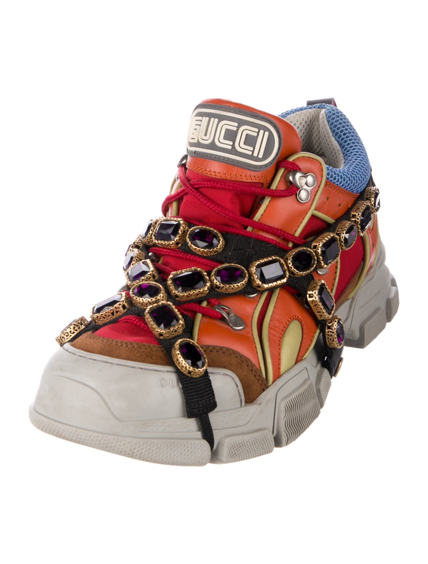 Gucci Flashtrek with Crystals Chunky Sneakers - Orange Sneakers, Shoes ...