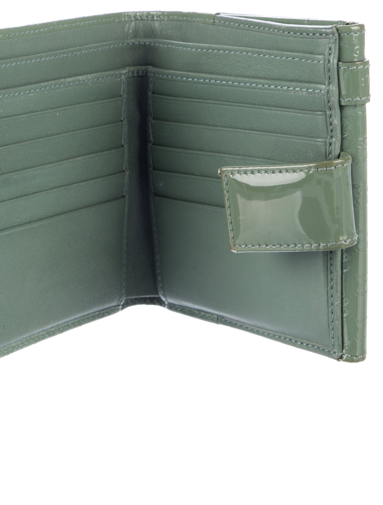 Gucci Microguccissima Pattern Patent Leather Compact Wallet - Green ...