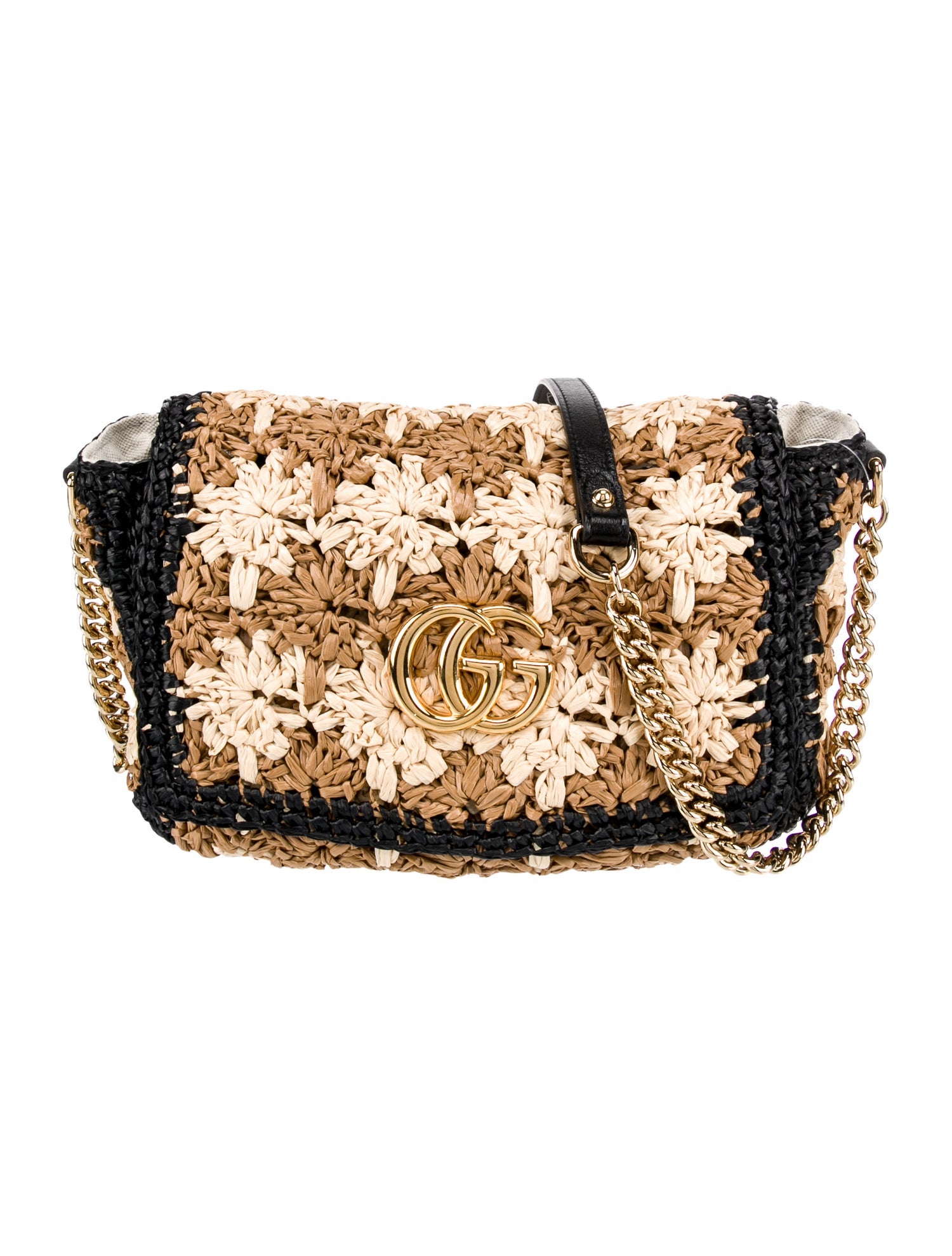 Gucci GG Marmont Raffia Small Shoulder - Neutrals Shoulder Bags ...