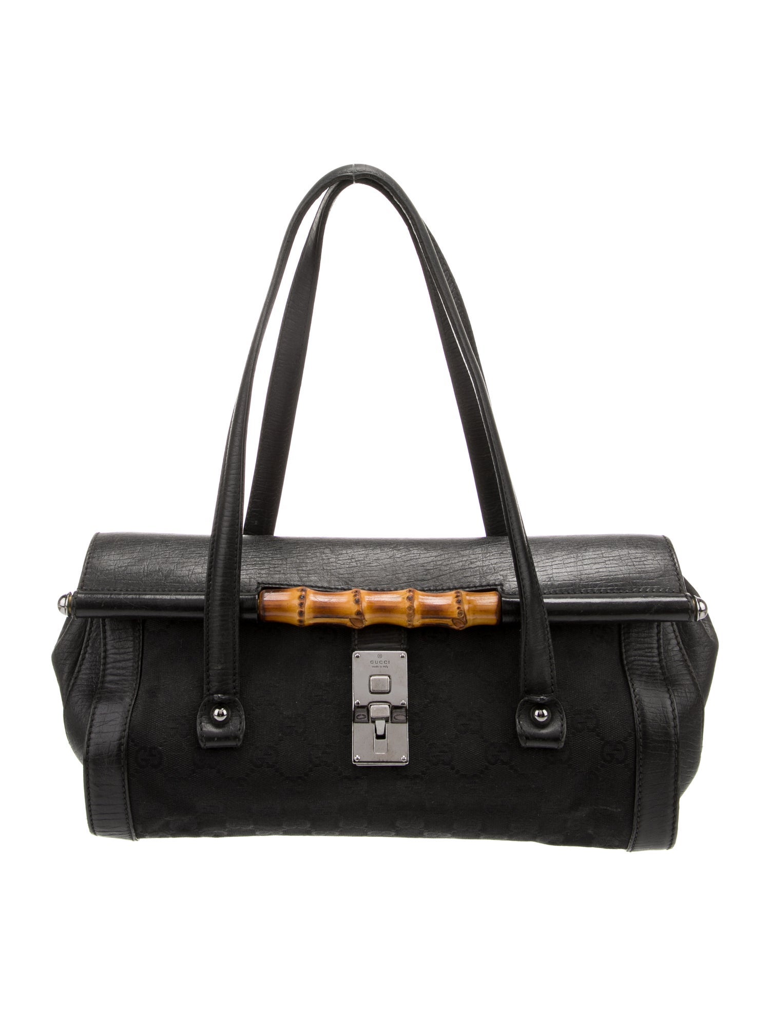 Gucci GG Canvas Medium Bamboo Bullet Shoulder Bag - Black Shoulder Bags ...