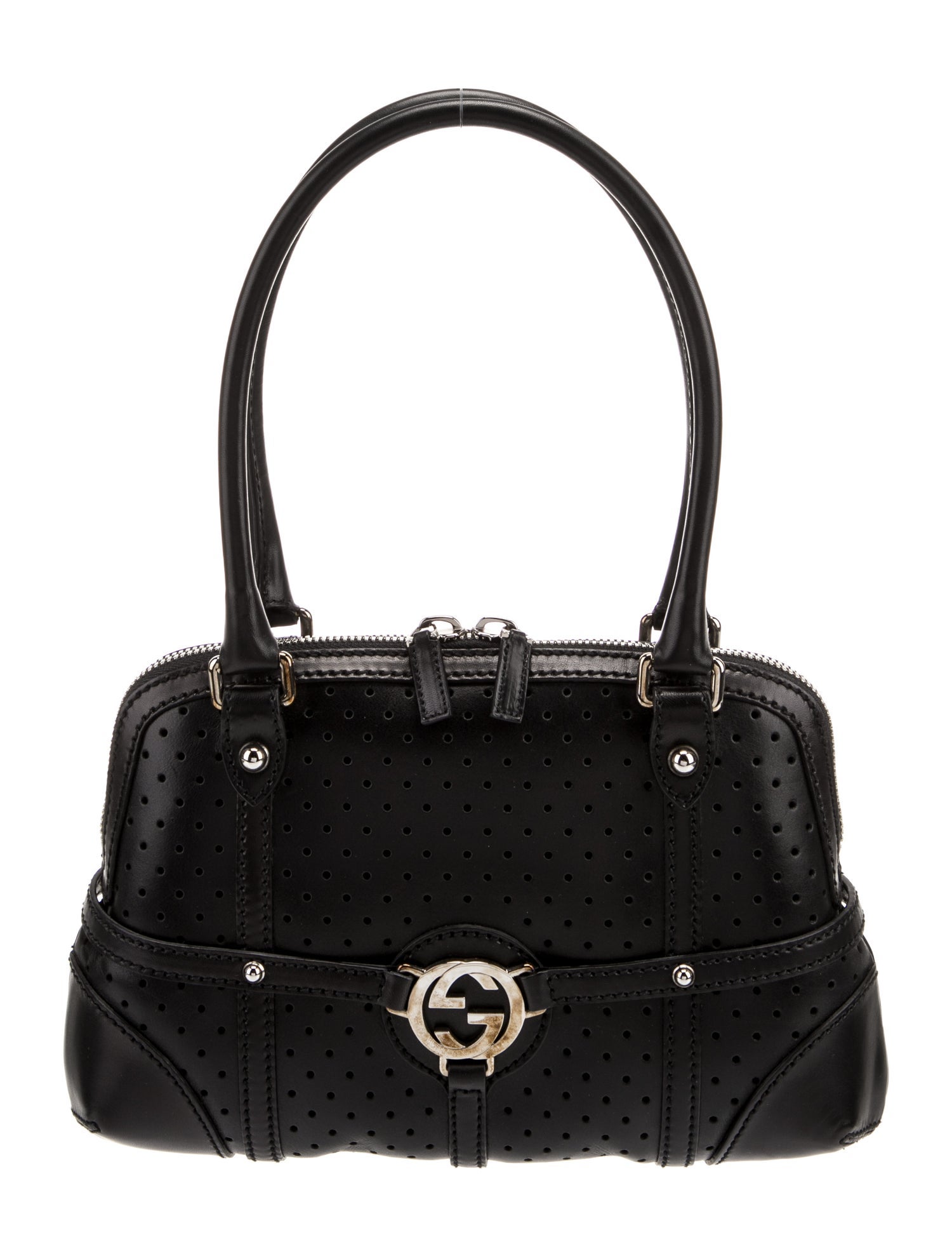 Gucci Perforated Reins Handle Bag - Black Shoulder Bags, Handbags ...