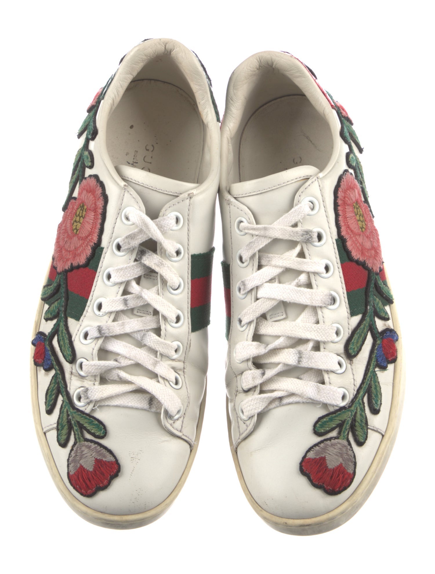Gucci Web Accent Leather Sneakers - White Sneakers, Shoes - GUC1551409 ...