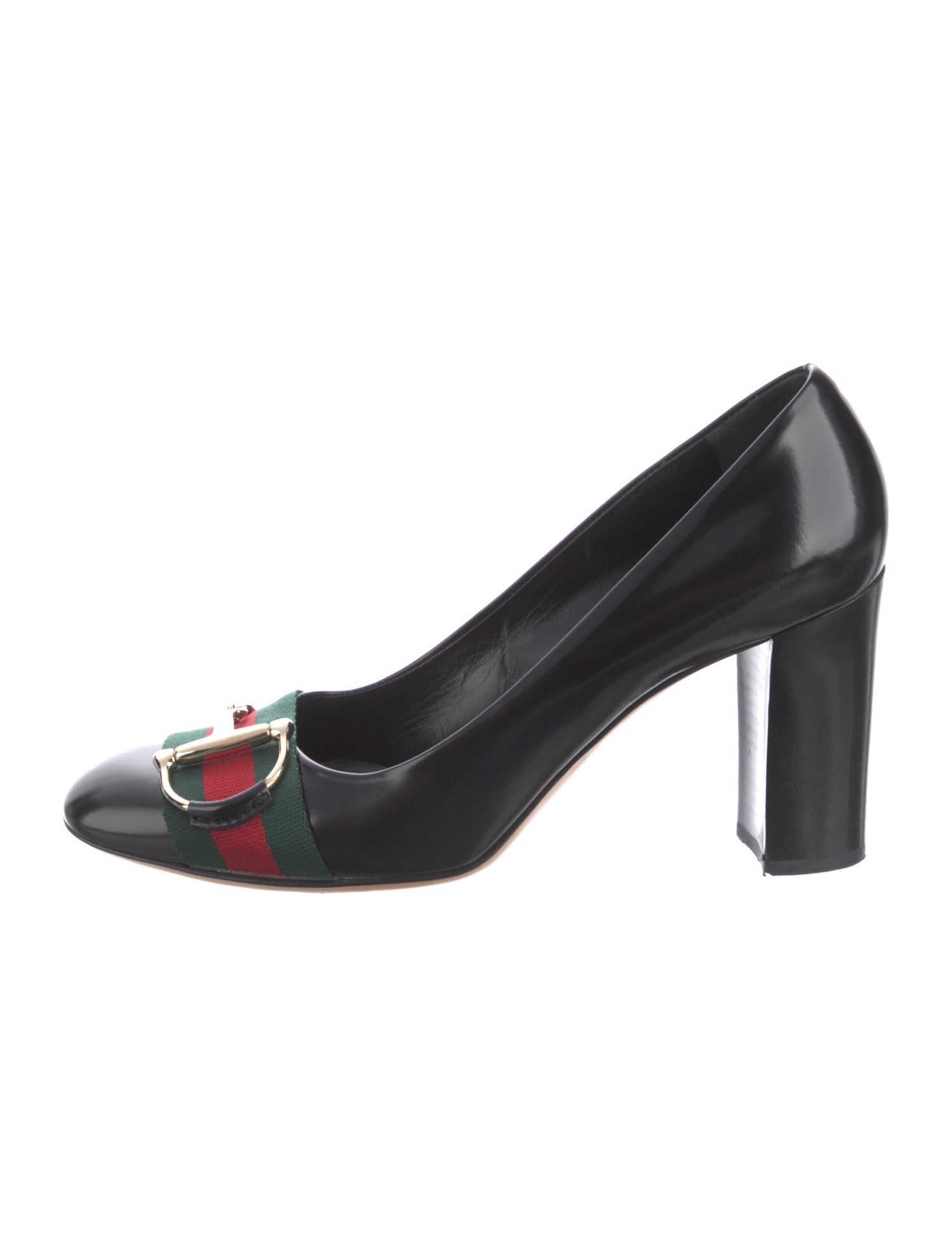 Gucci Web Accent Leather Pumps - Black Pumps, Shoes - GUC1551808 | The ...