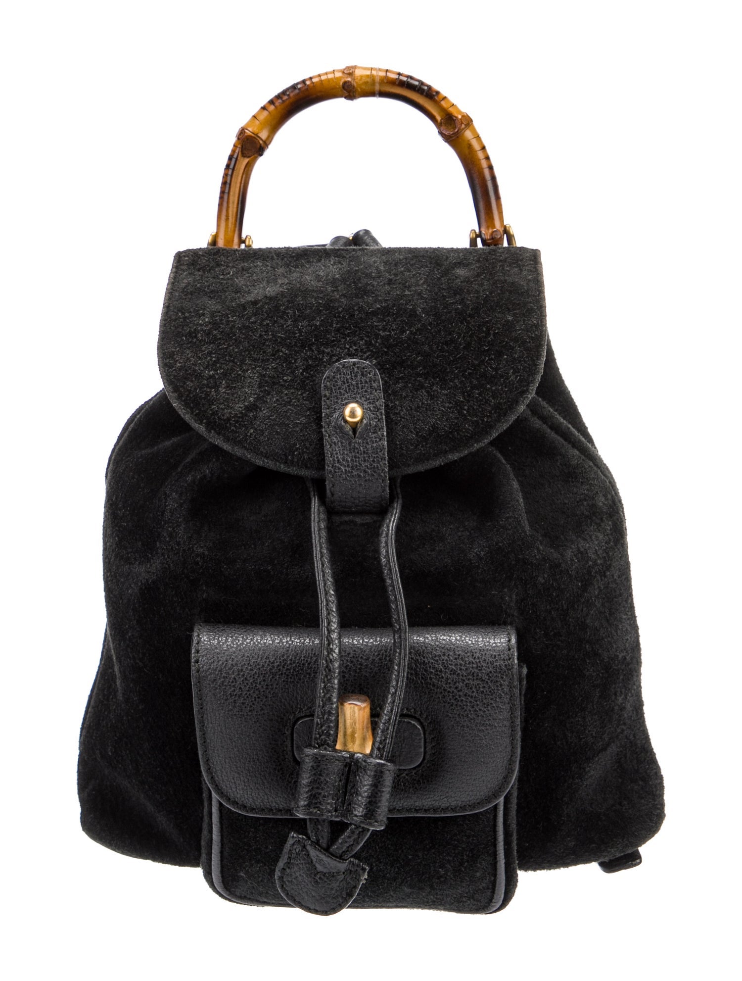 Gucci Bamboo Handle Suede Backpack - Black Backpacks, Handbags ...