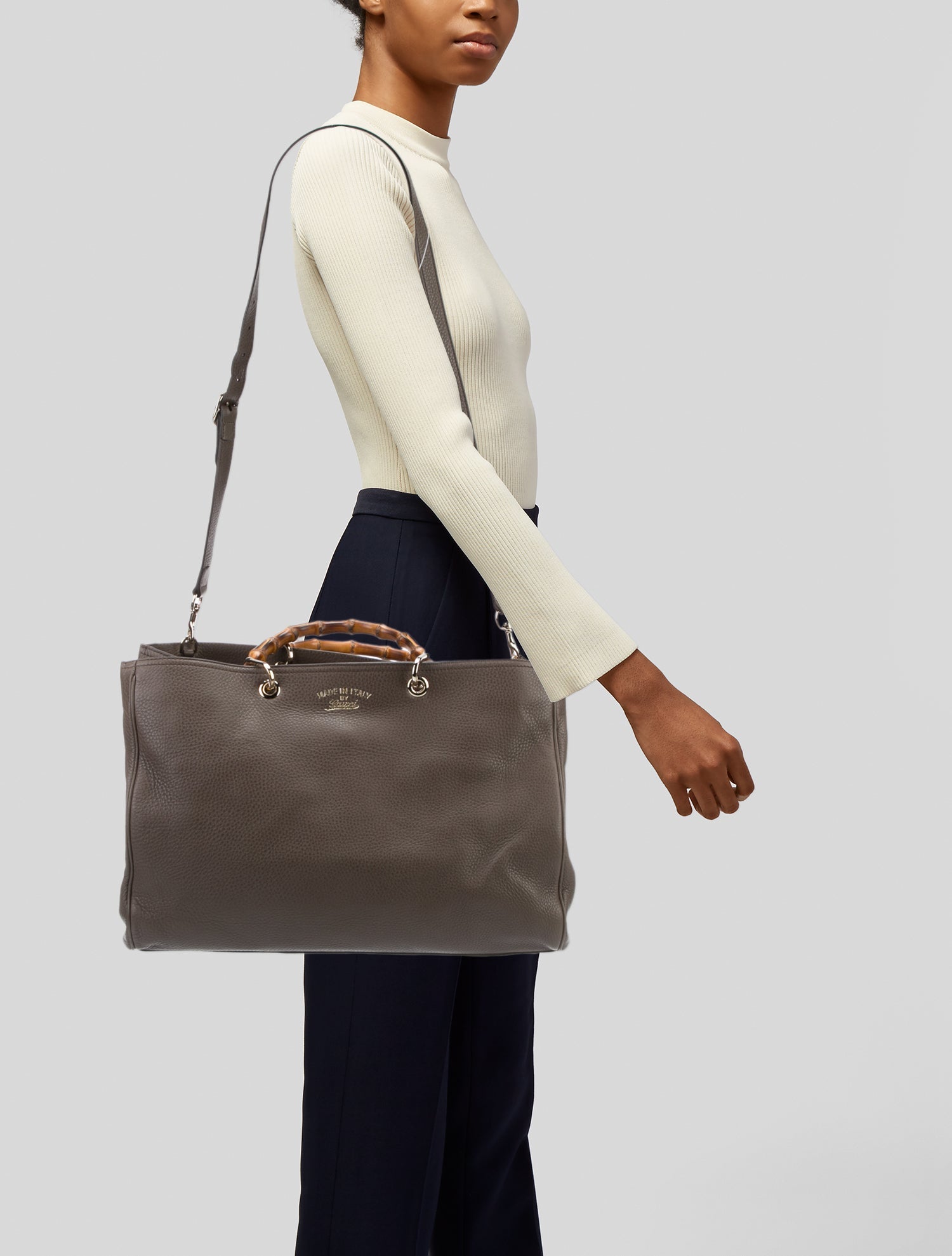 Gucci Medium Bamboo Shopper Tote - Silver Totes, Handbags - GUC1491939 ...