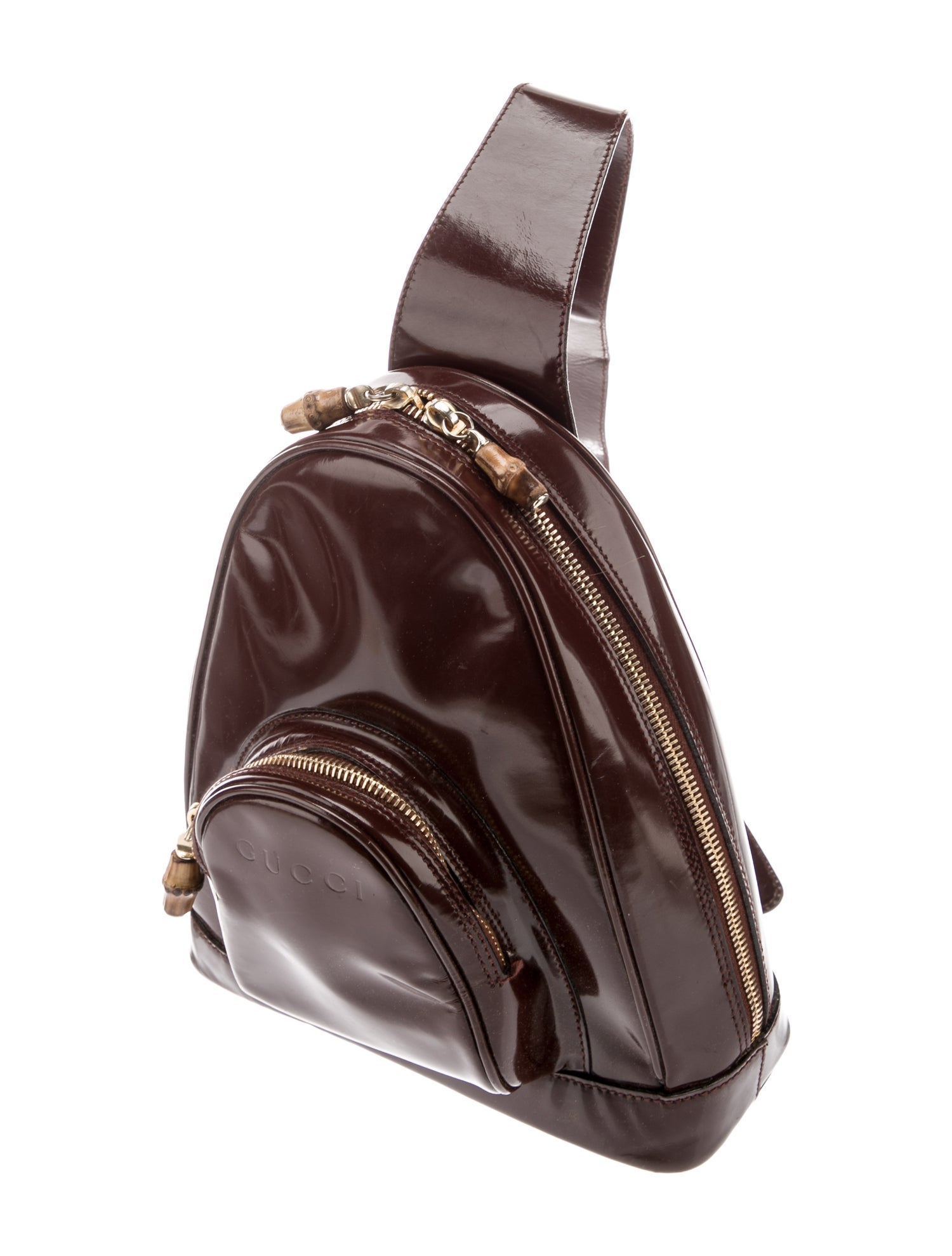 Gucci Vintage Patent Mini Sling Backpack - Brown Backpacks, Handbags ...