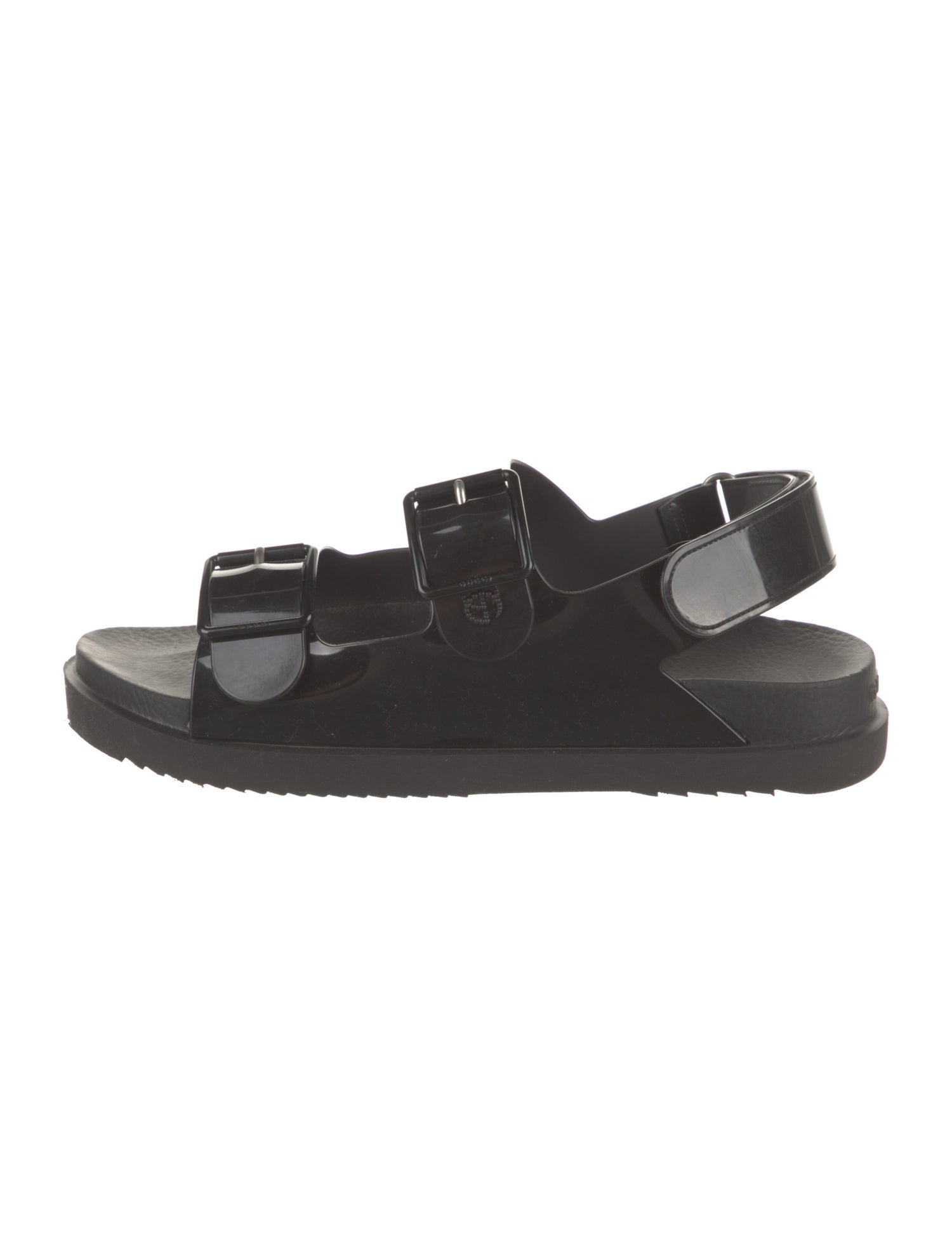 Gucci Double G Logo Rubber Sandals - Black Sandals, Shoes - GUC1558618 ...