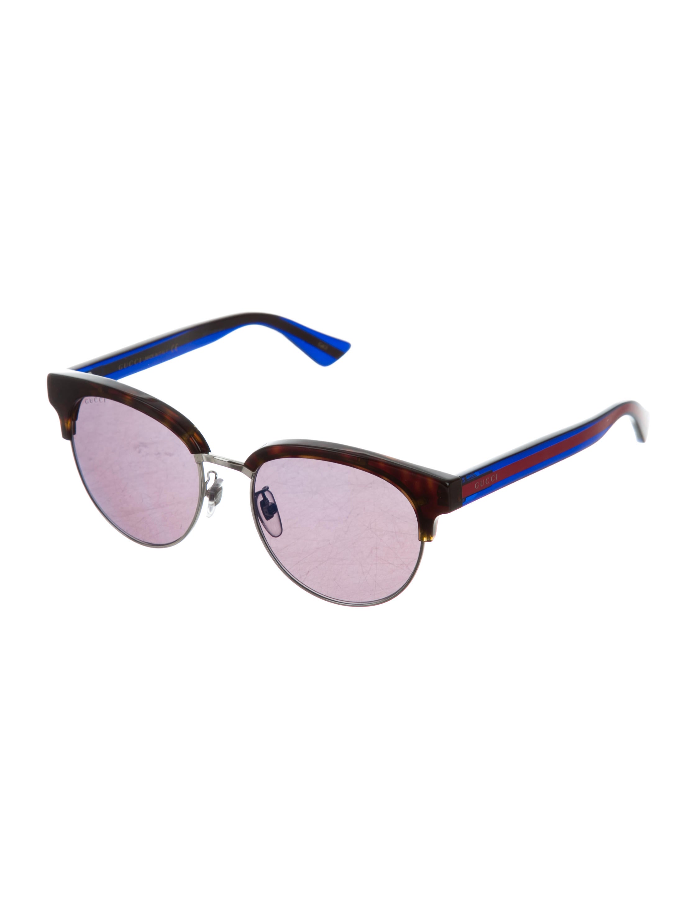 Gucci Mirrored Web Sunglasses - Blue Sunglasses, Accessories ...