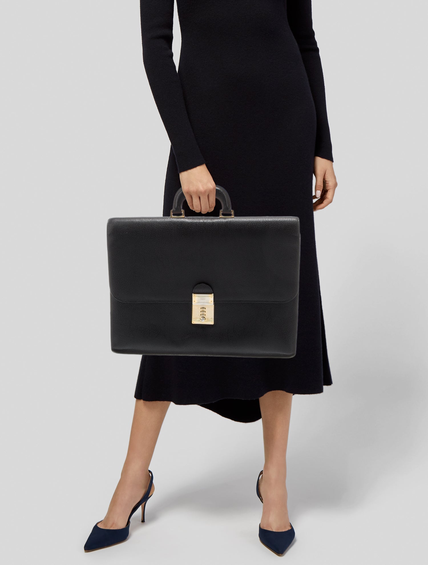 Canali Solid Leather Briefcase - Black Briefcases, Bags - CNL30870 ...