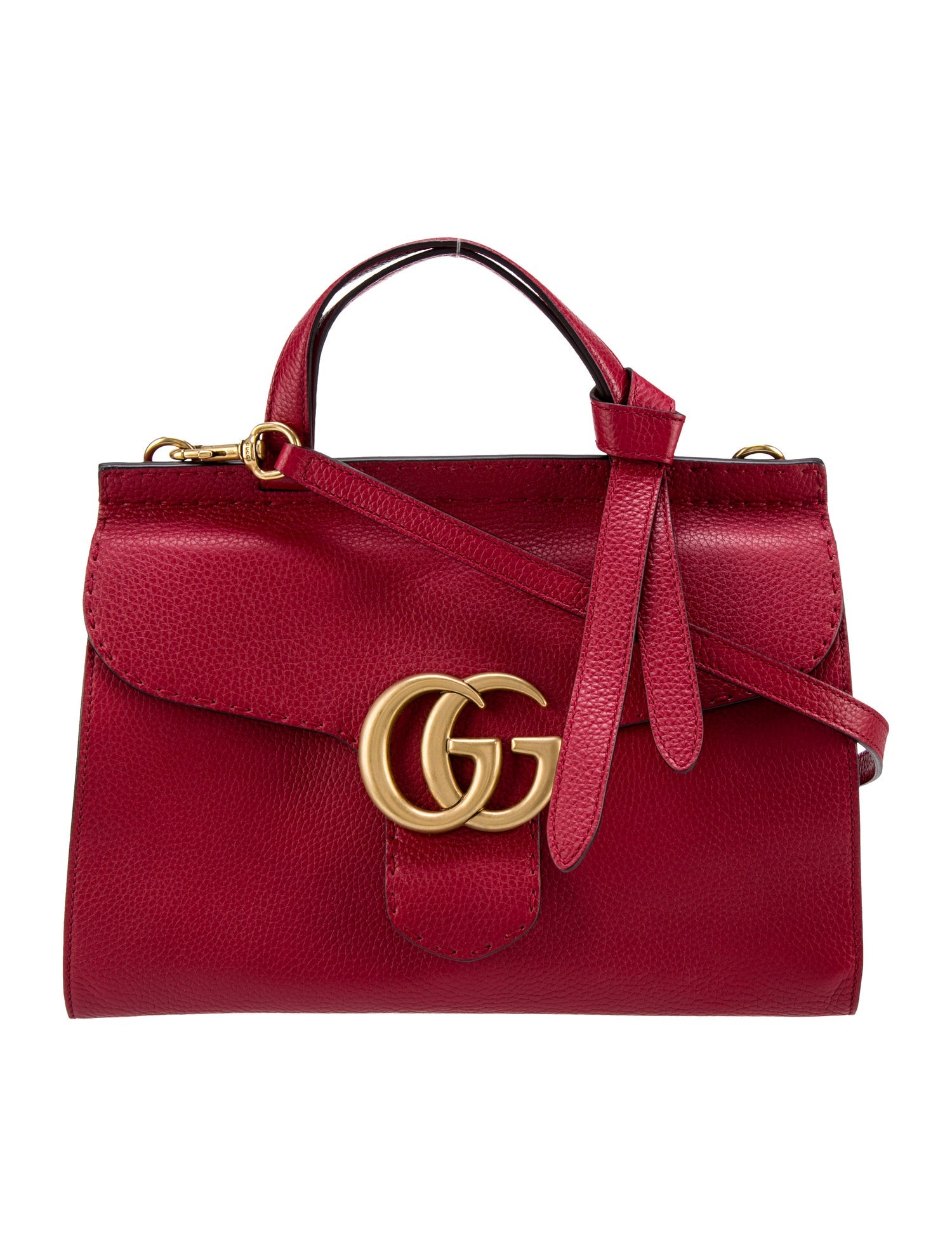 Gucci Small GG Marmont Top Handle Bag - Red Handle Bags, Handbags ...