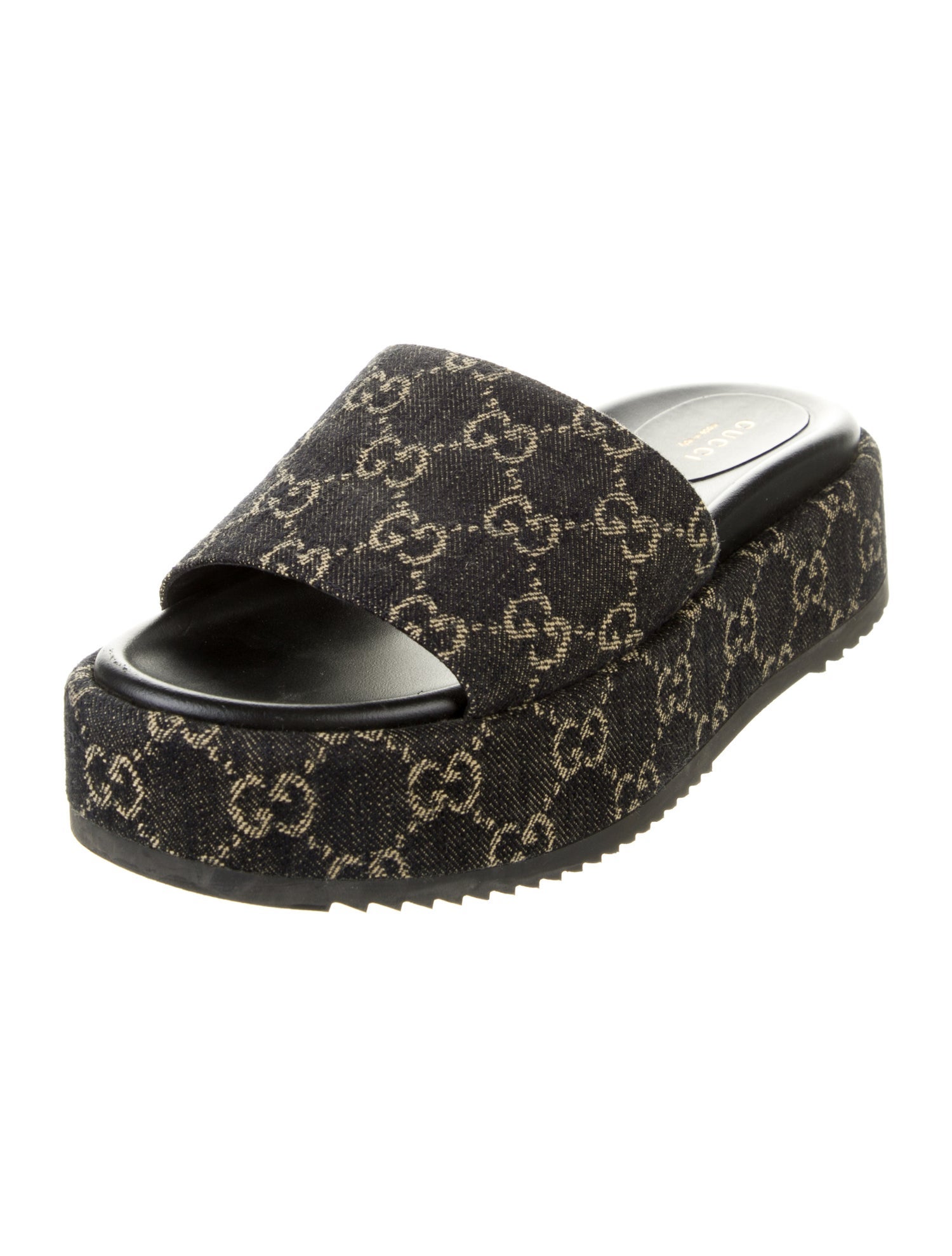 Gucci GG Denim Slides - Black Sandals, Shoes - GUC1567427 | The RealReal