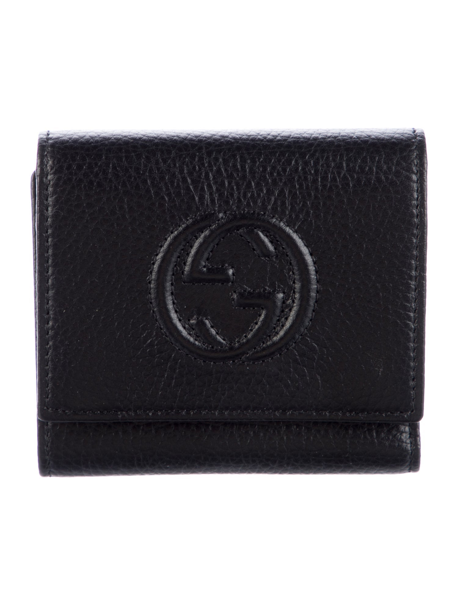 Gucci Interlocking G Logo Leather Compact Wallet - Black Wallets ...