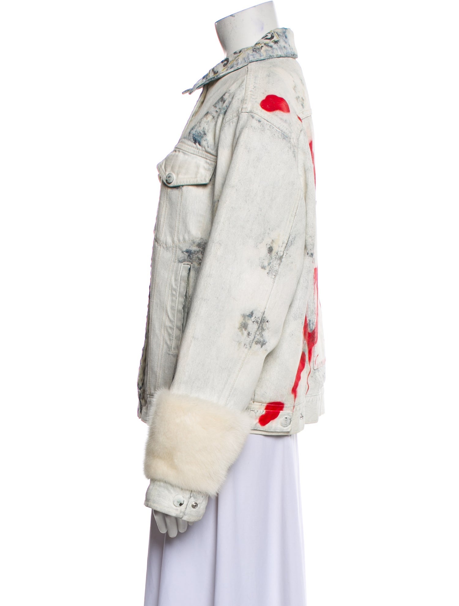Gucci 2016 GucciGhost Hand-Painted Fur Jacket - White Jackets, Clothing ...