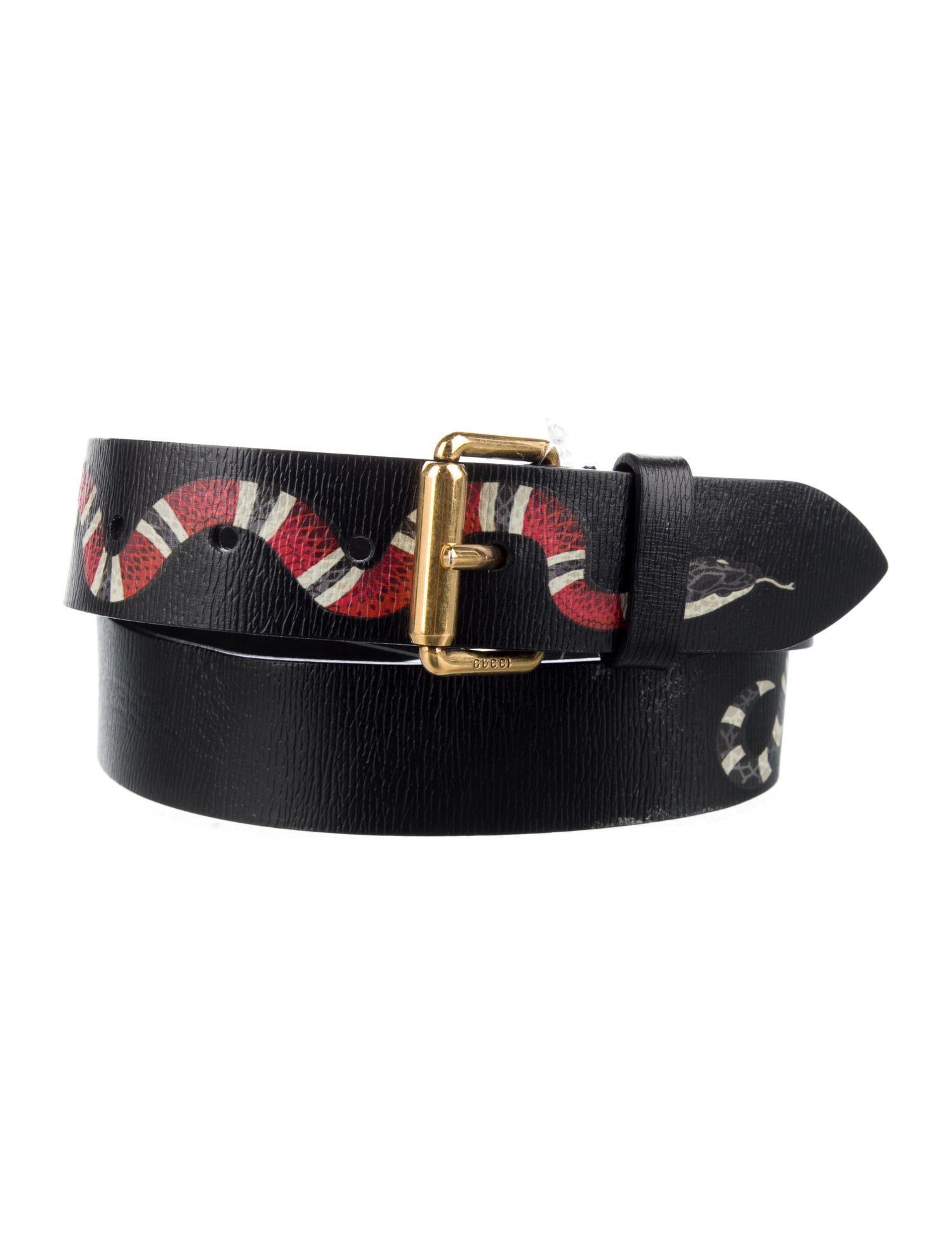 Gucci Kingsnake Leather Belt - Black Belts, Accessories - GUC1582263 ...