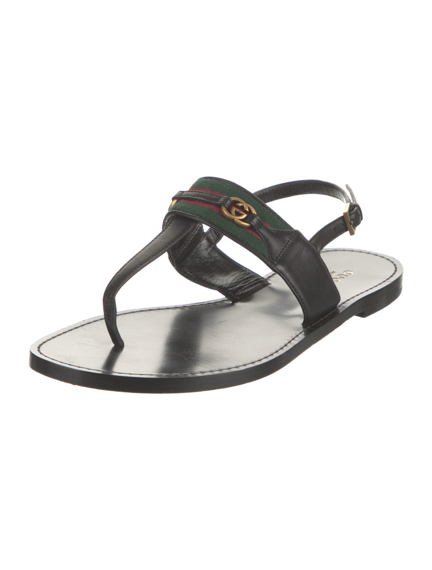 Chanel Interlocking CC Logo Leather T-Strap Sandals - Black Sandals ...