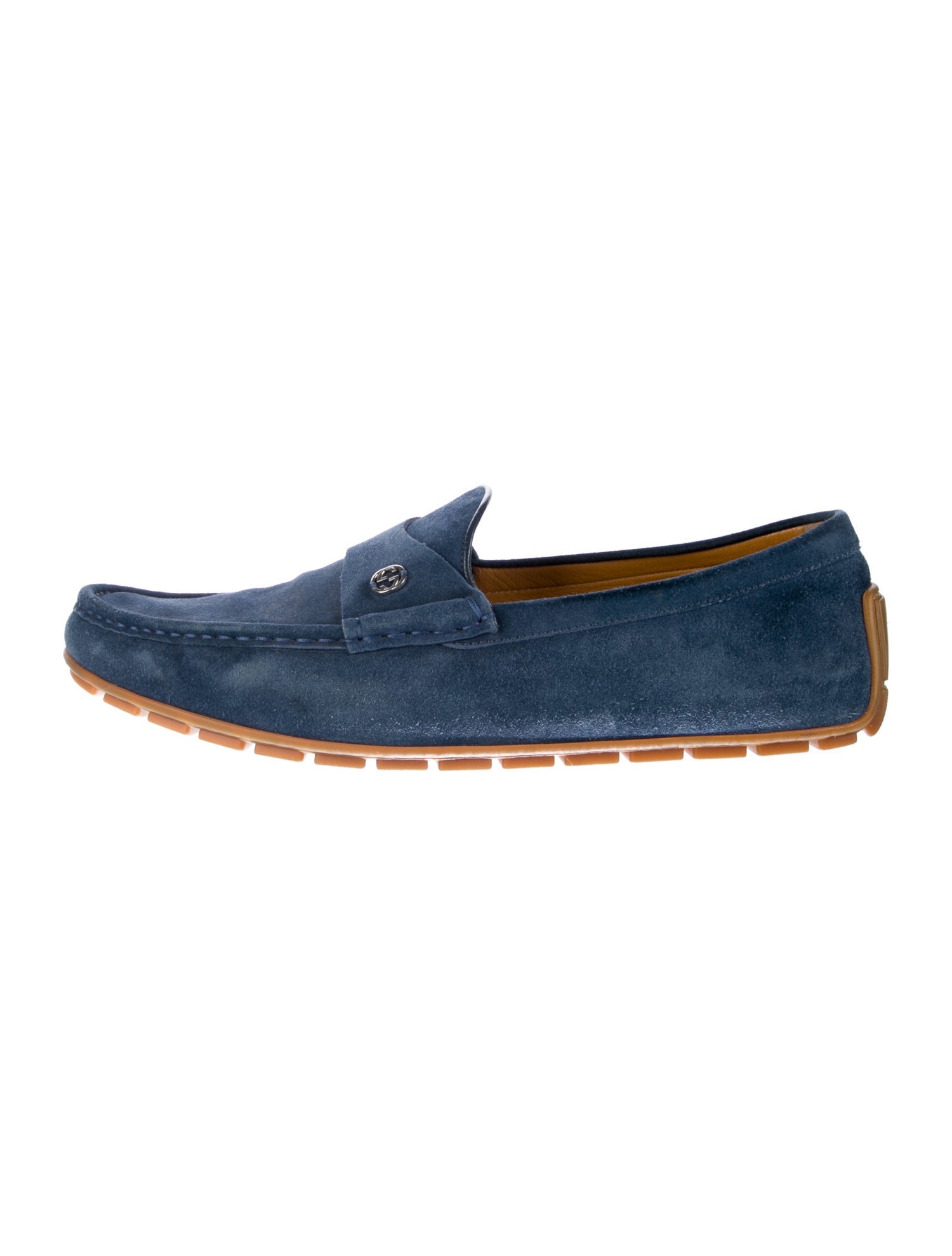 Gucci Interlocking G Logo Suede Drivers - Blue Loafers, Shoes ...