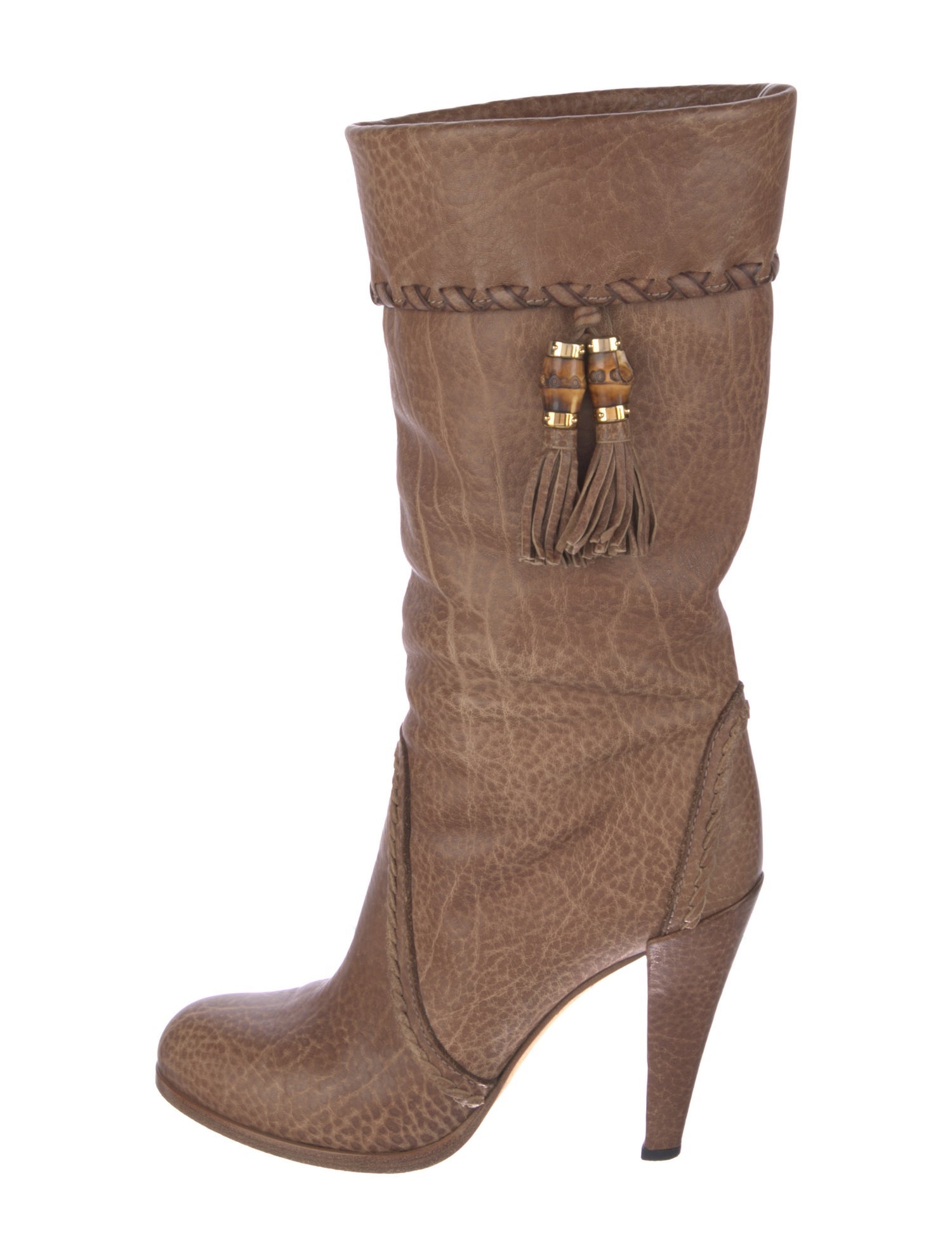 Gucci Bamboo Accent Leather Moto Boots - Brown Boots, Shoes ...