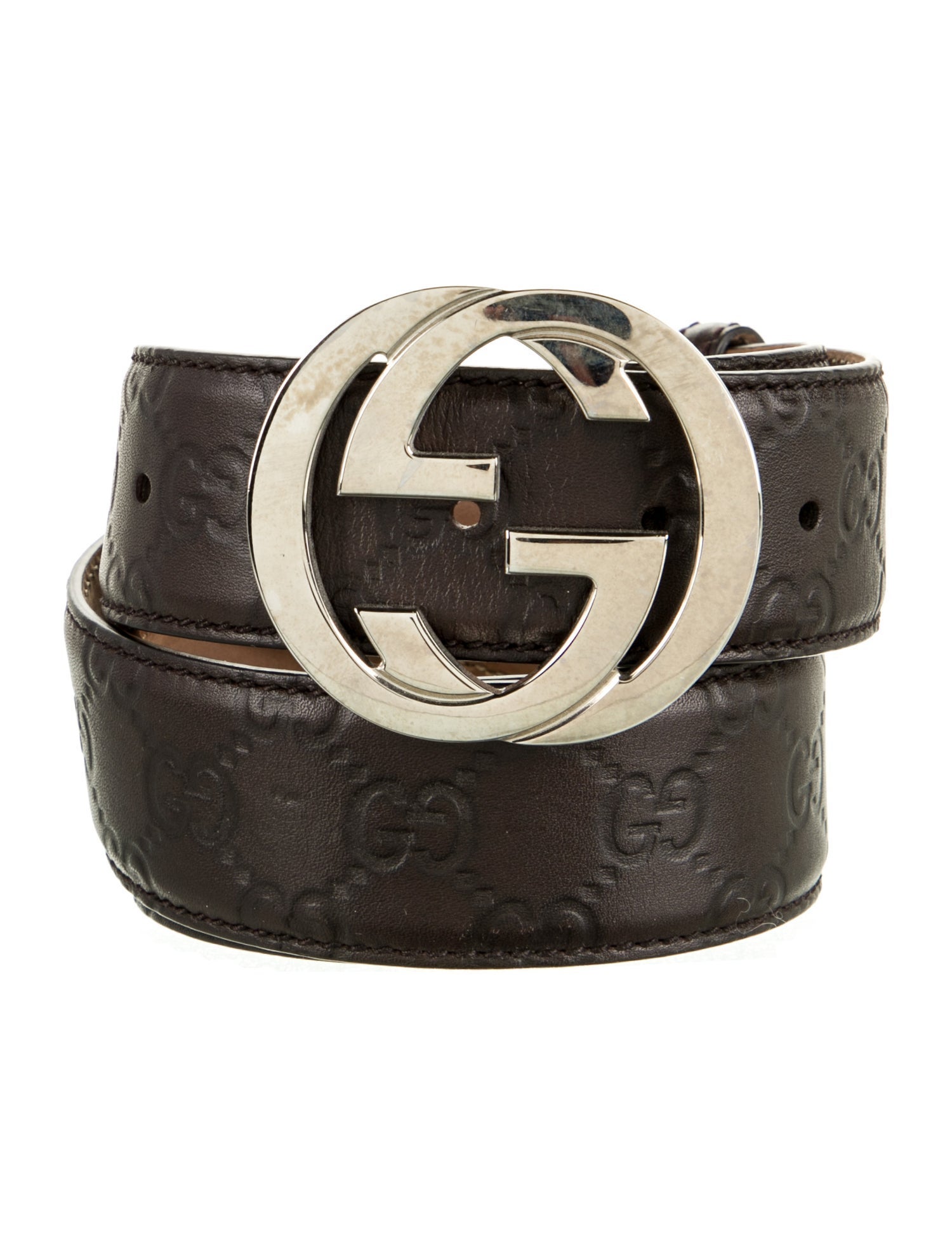 Gucci Interlocking G Logo Leather Belt - Brown Belts, Accessories ...