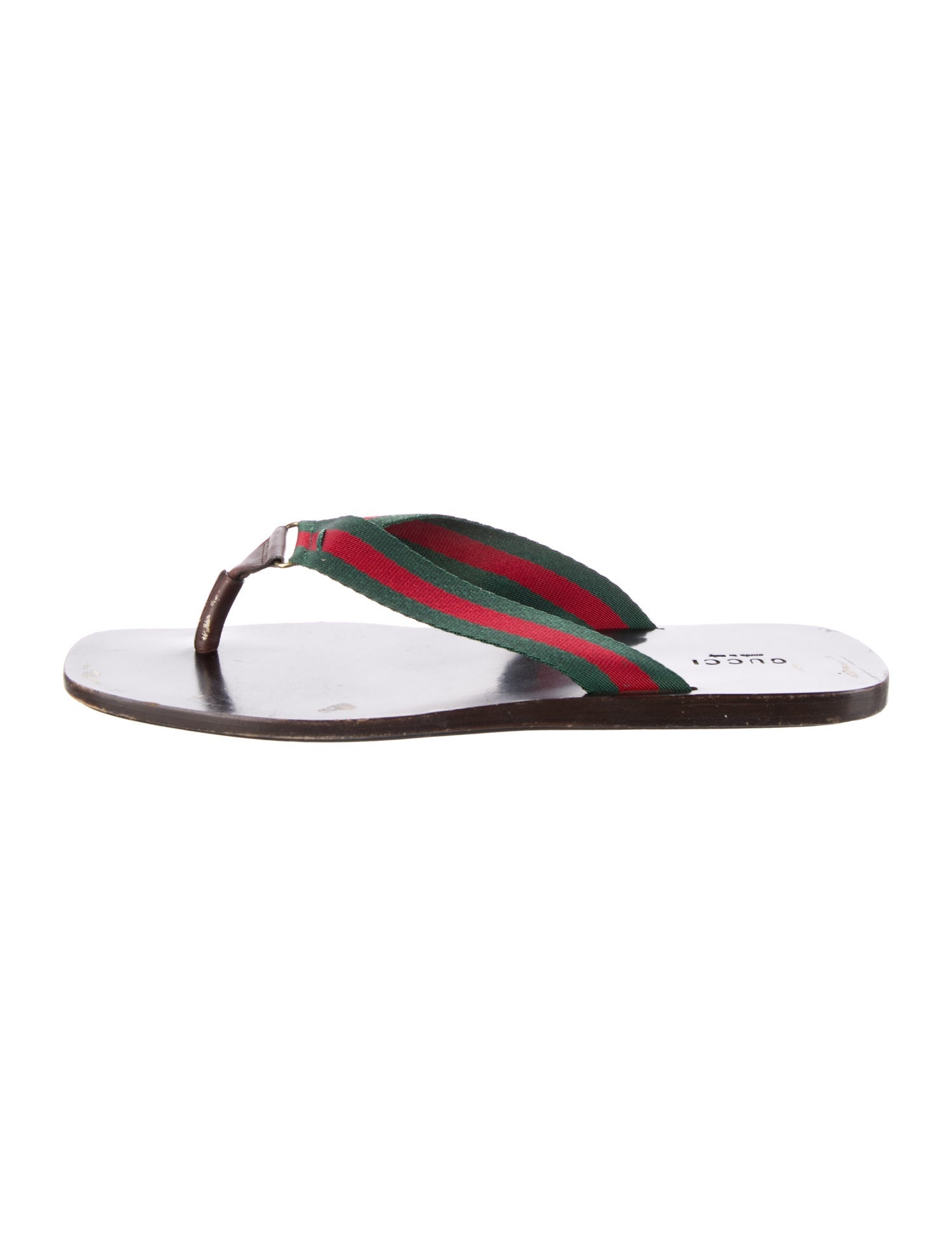 Gucci Web Accent Canvas Flip Flops - Green Sandals, Shoes - GUC1591799 ...