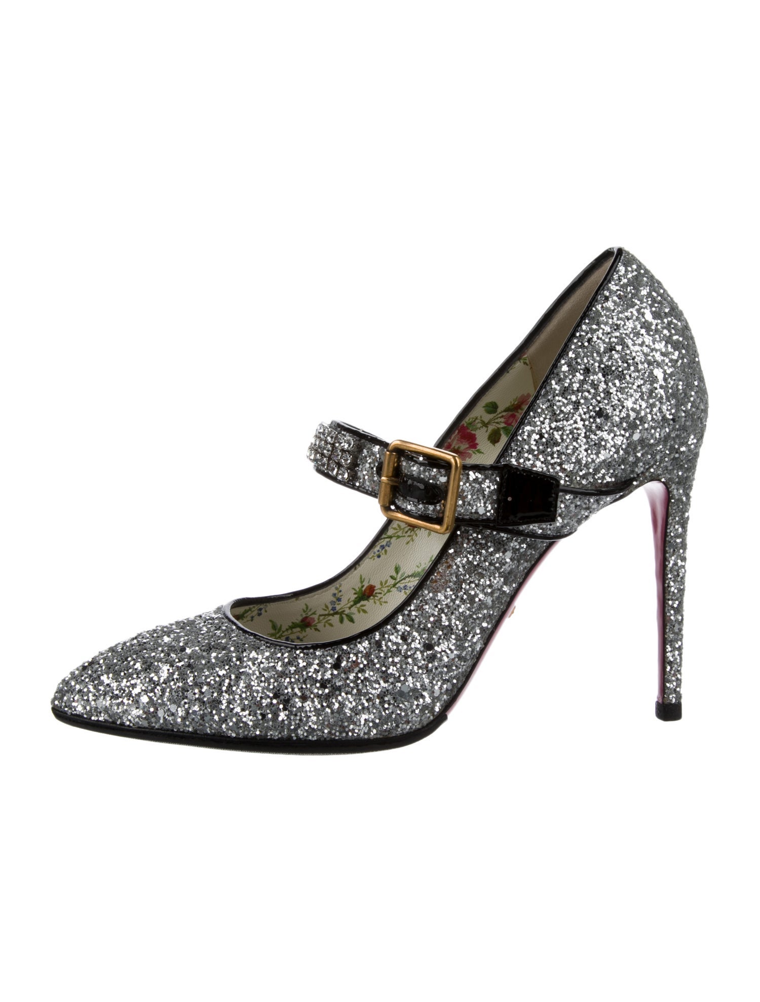 Gucci Glitter Crystal Embellishments Pumps - Silver Pumps, Shoes ...