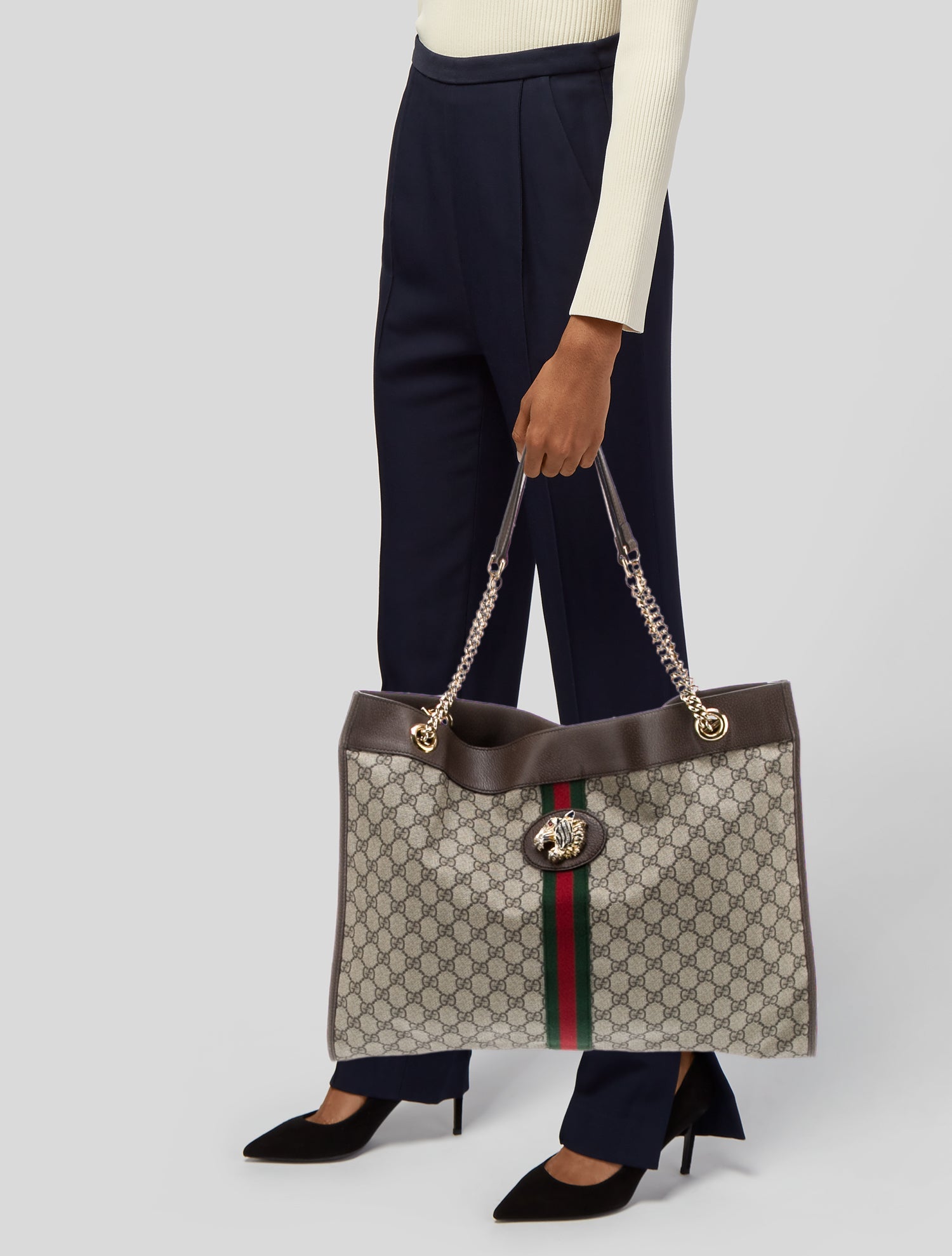 Gucci Python Large Rajah Tote w/ Pouch - Brown Totes, Handbags ...