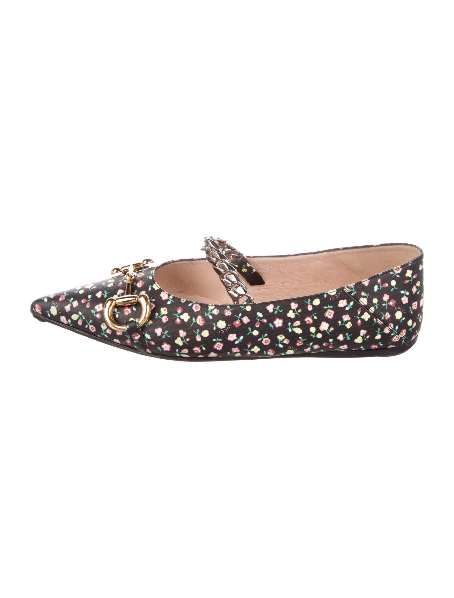 Gucci Horsebit Accent Leather Mary Jane Flats - Black Flats, Shoes ...