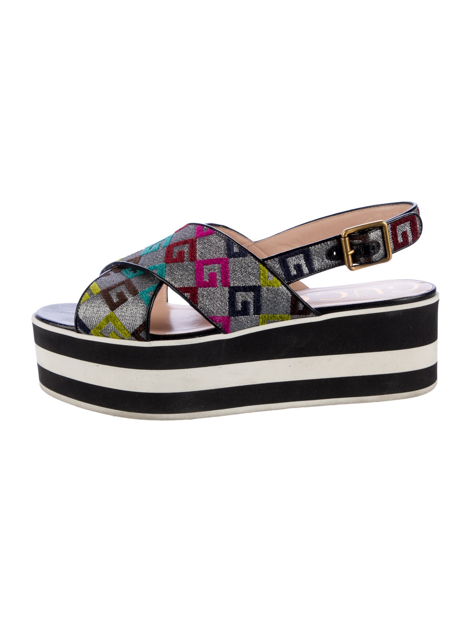 Gucci Printed Slingback Sandals - Metallic Sandals, Shoes - GUC1640813 ...